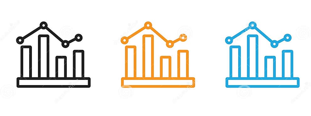 Stats Icon Thin Line Illustration Set Stock Vector - Illustration of ...