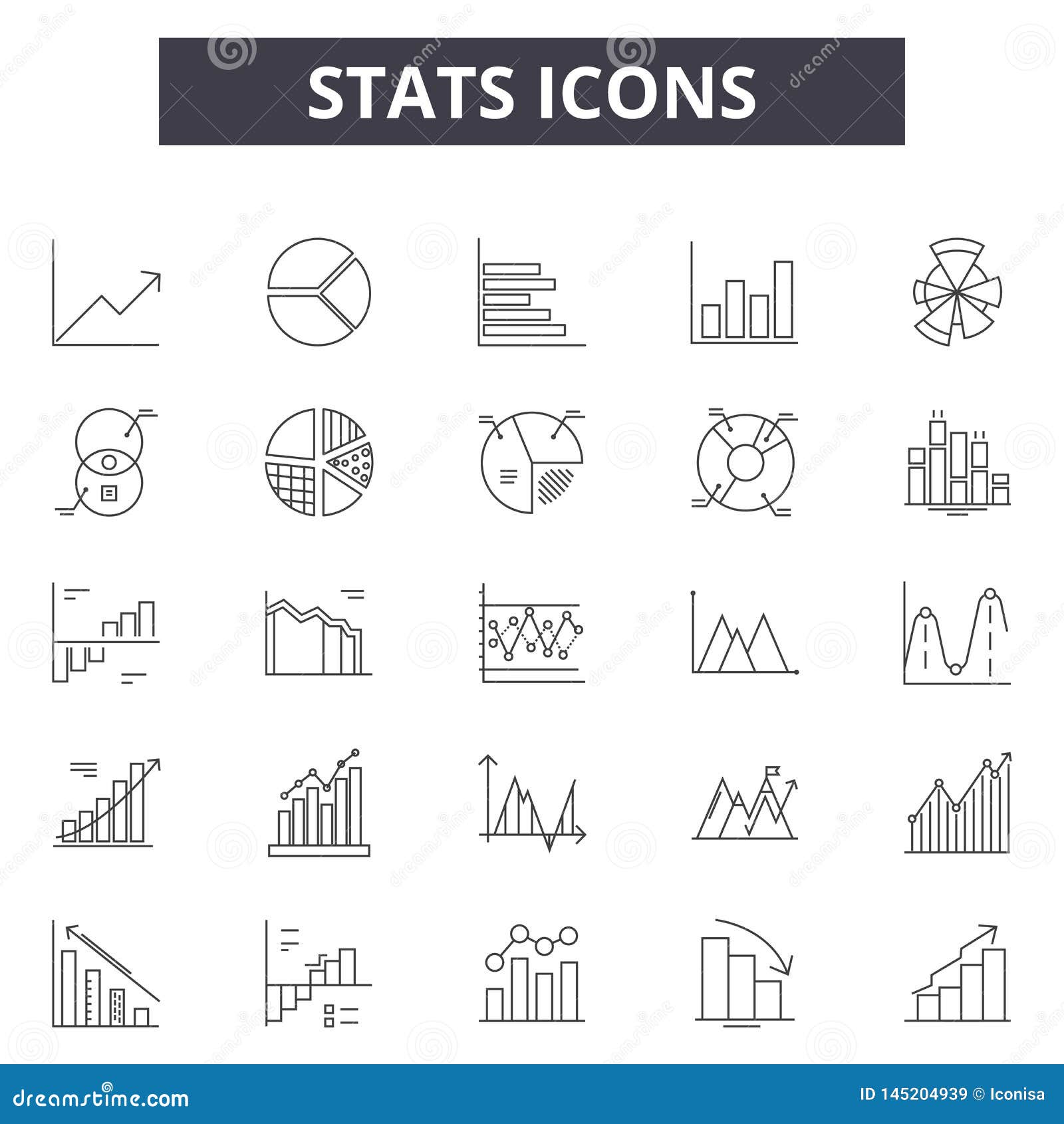 Stats Line Icons, Signs, Vector Set, Outline Illustration Concept Stock ... Stats Line Icons, Signs, Vector Set, Outline Illustration Concept Stock ...