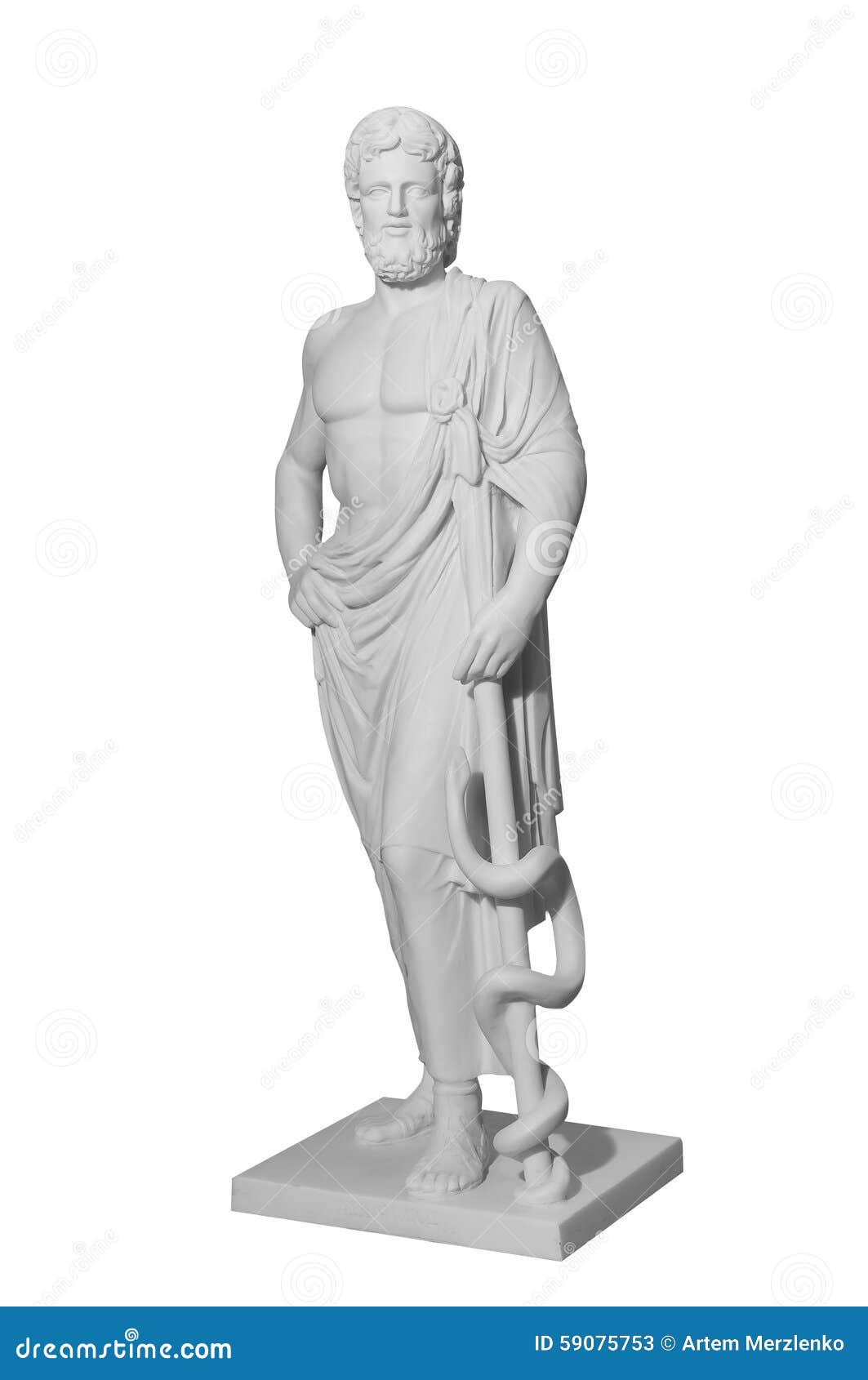 Statua Classica Di Marmo Bianca Di Asclepio Immagine Stock - Immagine ...