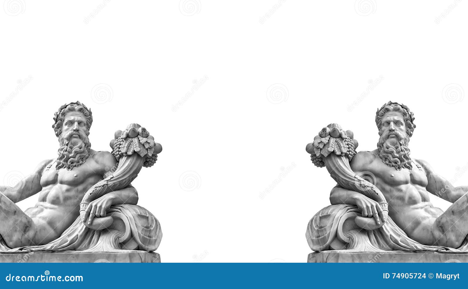 Statua Di Marmo Del Dio Greco Con Cornucopia In Sue Mani Fotografia ...