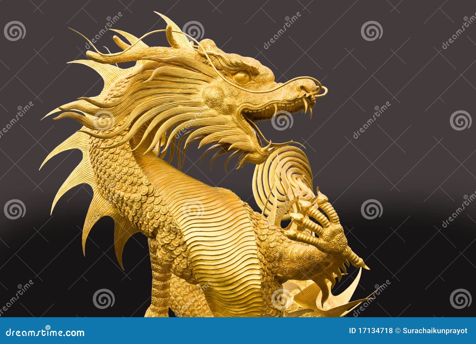 Statua dorata del drago fotografia stock. Immagine di animale - 17134718