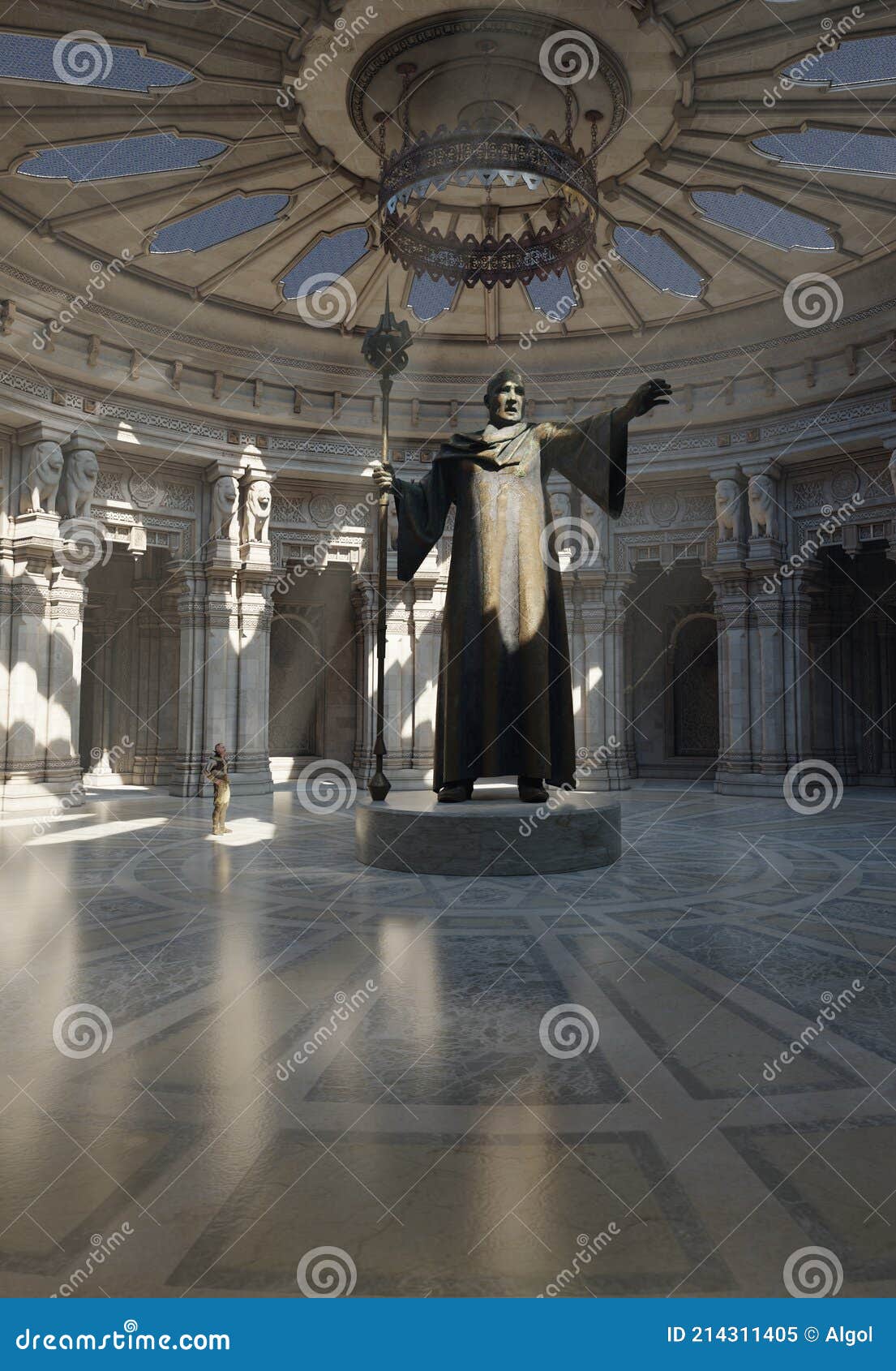 Statua Gigante Nel Cortile Della Grande Sala Illustrazione di Stock ... Statua Gigante Nel Cortile Della Grande Sala Illustrazione di Stock ...