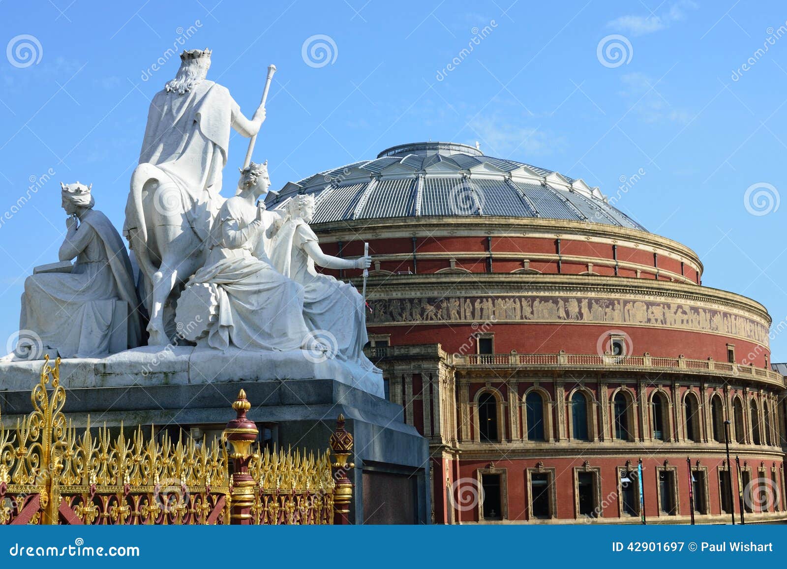 Statue at Albert Memorial Overlooking Albert Hall Stock Image - Image ...