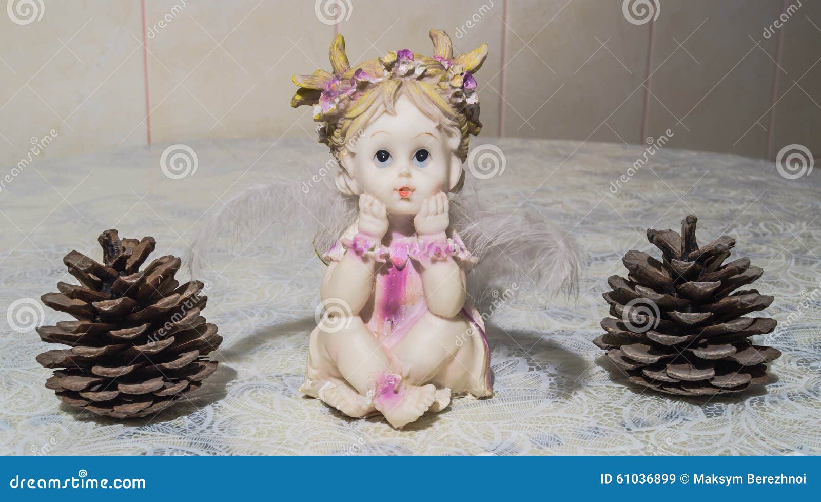 Statue of an Angel with Cones Stock Image - Image of decoration ...
