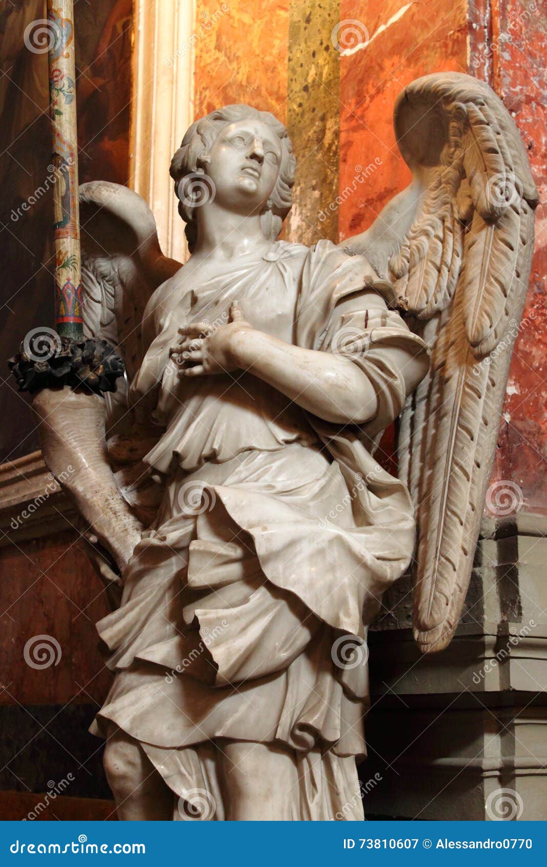 Statue of an Angel in Marble Stone Stock Image - Image of beauty ...