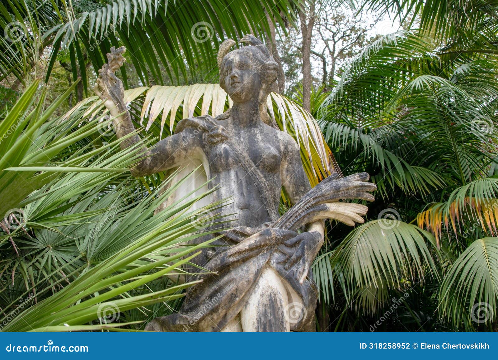 Statue of an Angel with Palm Leaves in the Botanical Garden Stock Photo ... Statue of an Angel with Palm Leaves in the Botanical Garden Stock Photo ...