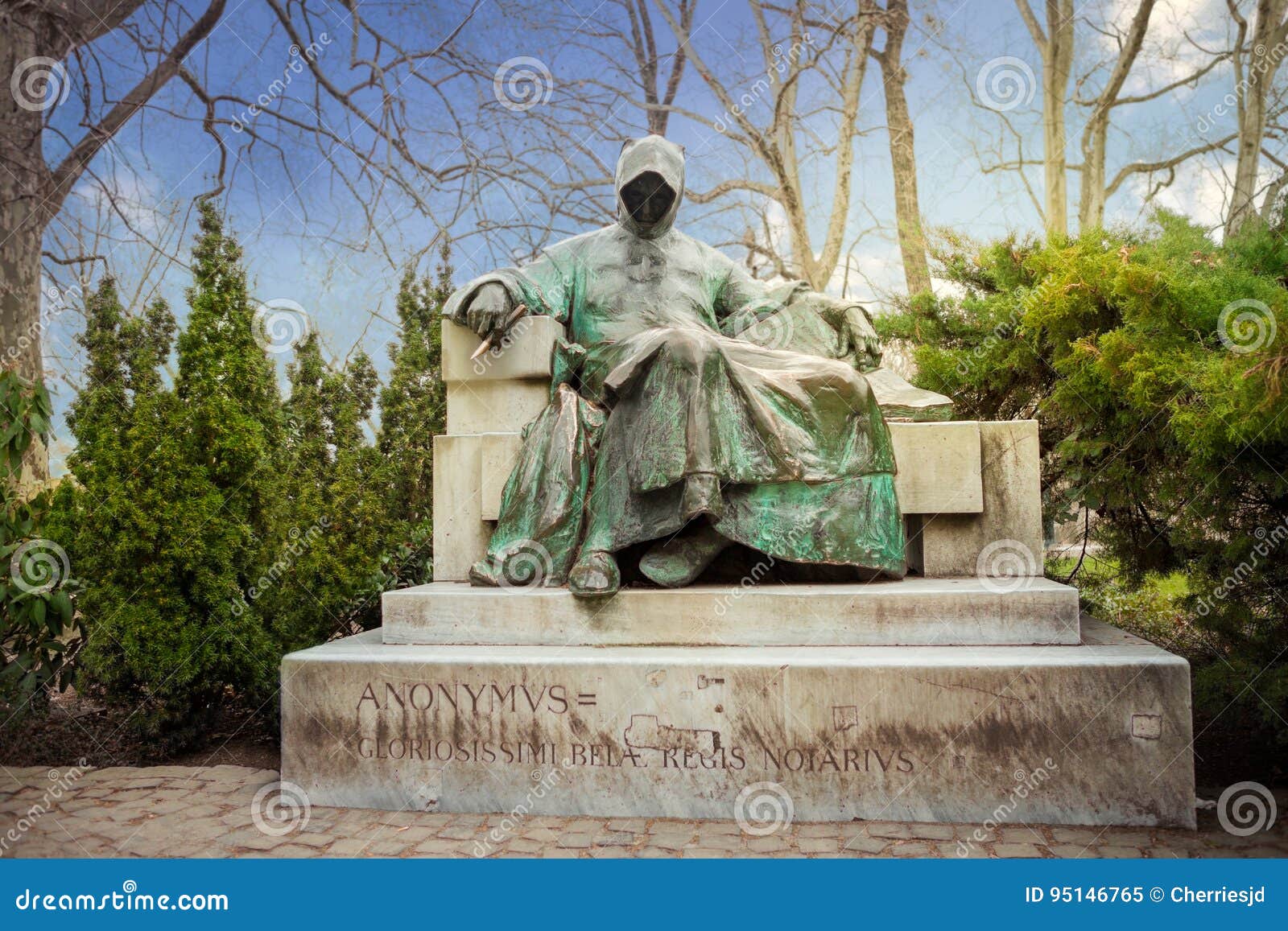 Statue of Anonymous in the City Park of Budapest Stock Image - Image of ...