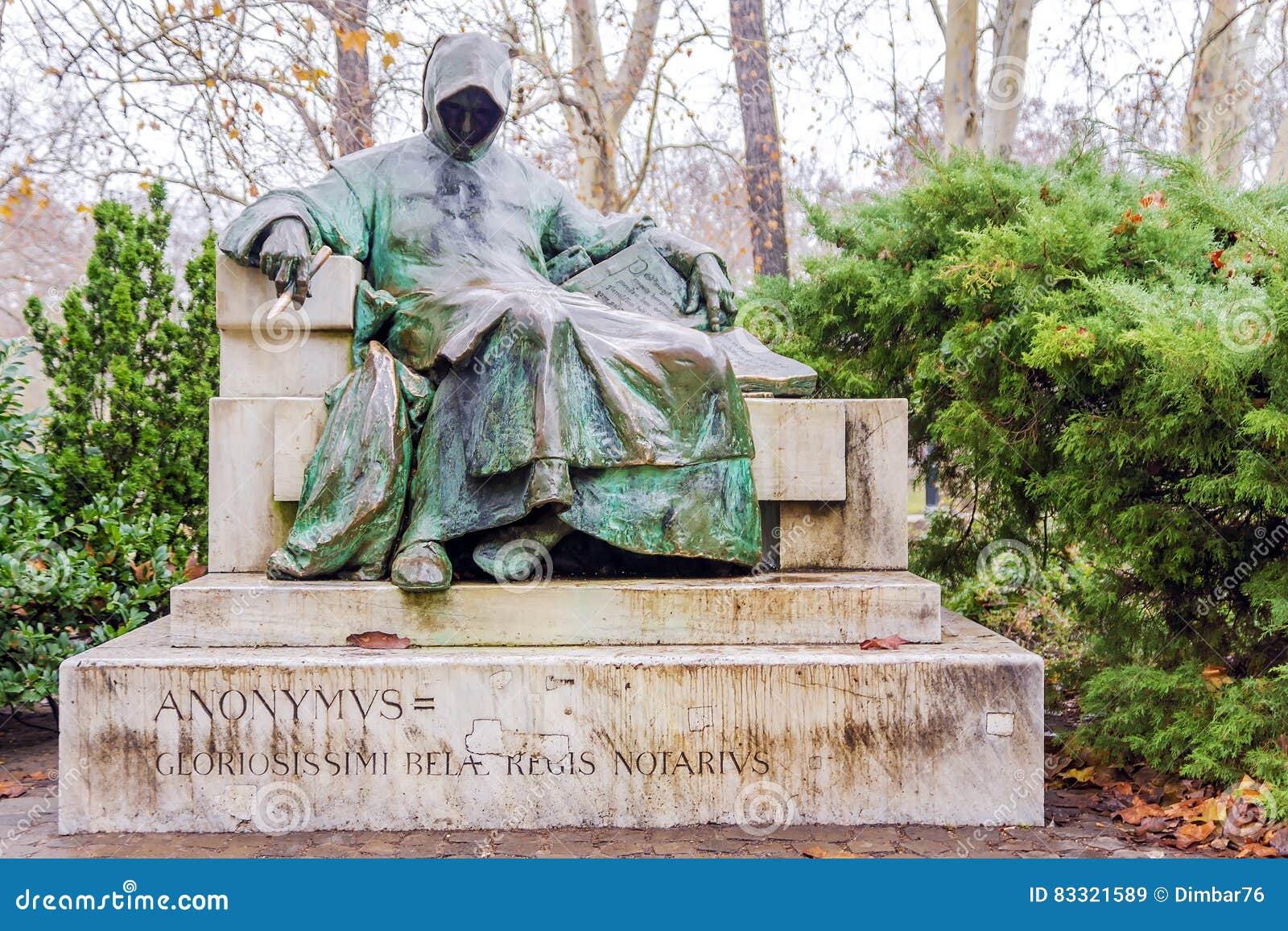 Statue of Anonymous, Vajdahunyad Castle, Budapest, Hungary Stock Image ...