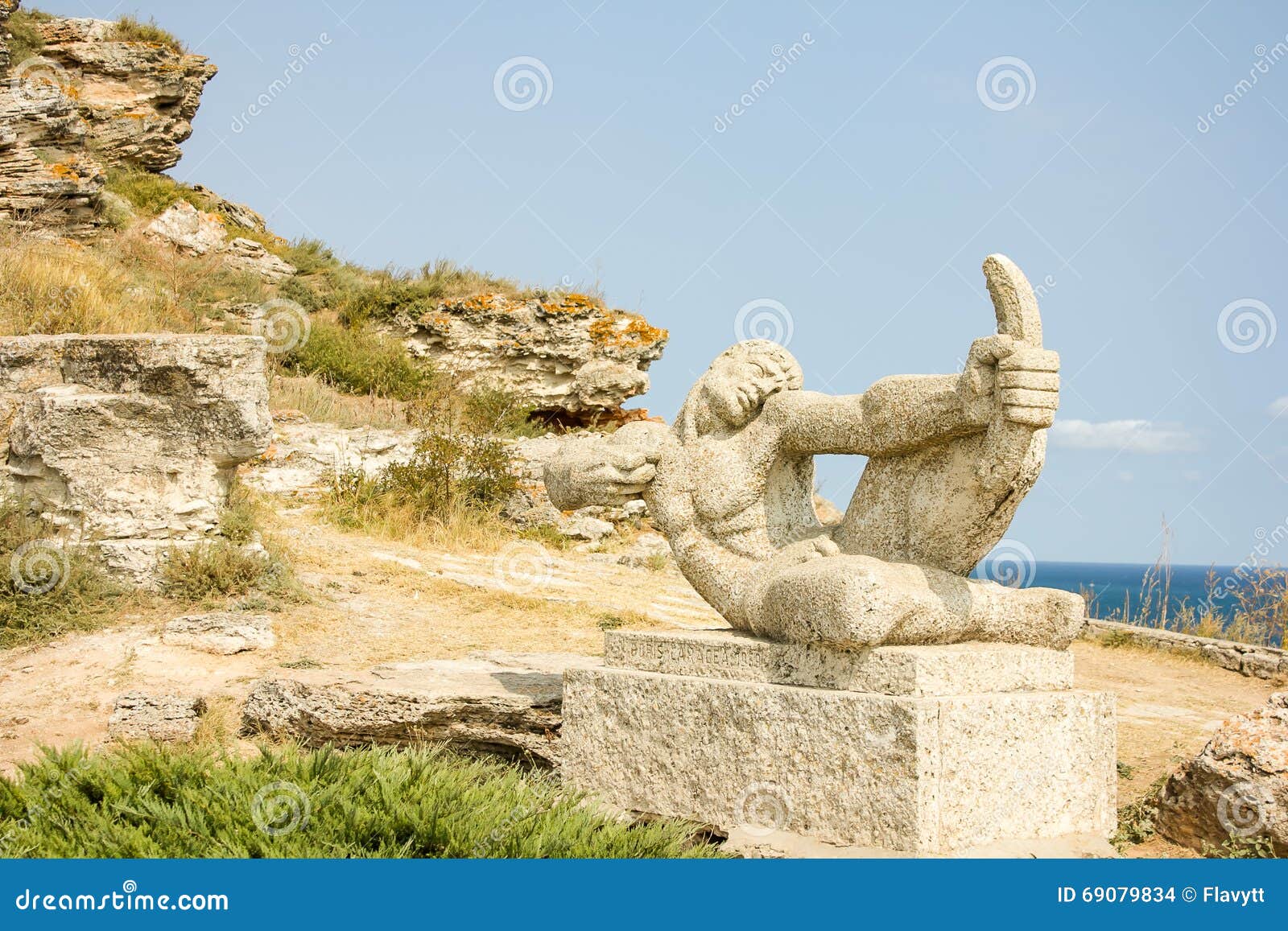 Statue of an Archer in Cape Kaliakra Editorial Stock Image - Image of ...