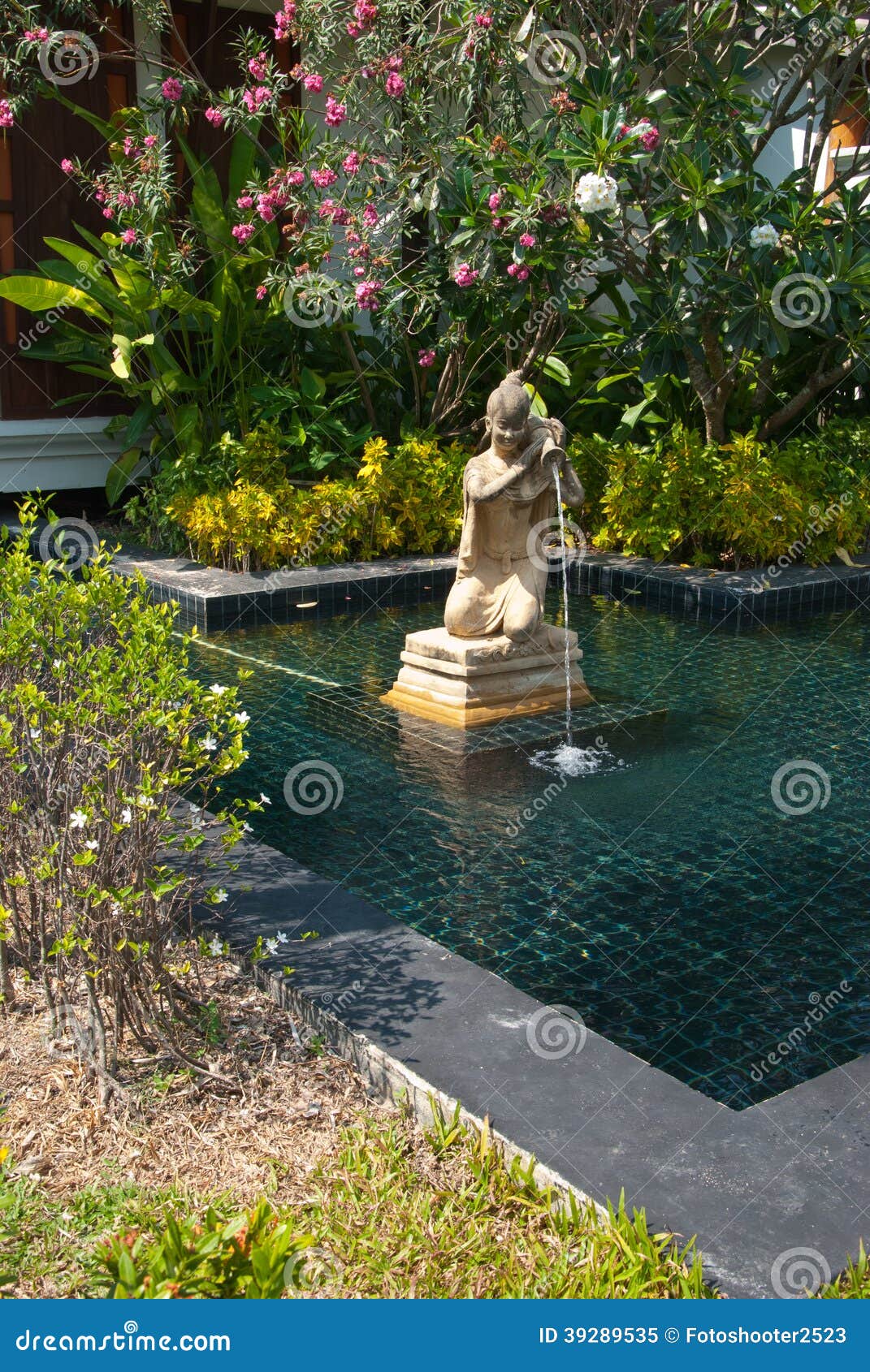 Statue Art on Pool in Thailand Stock Image - Image of design, city ...