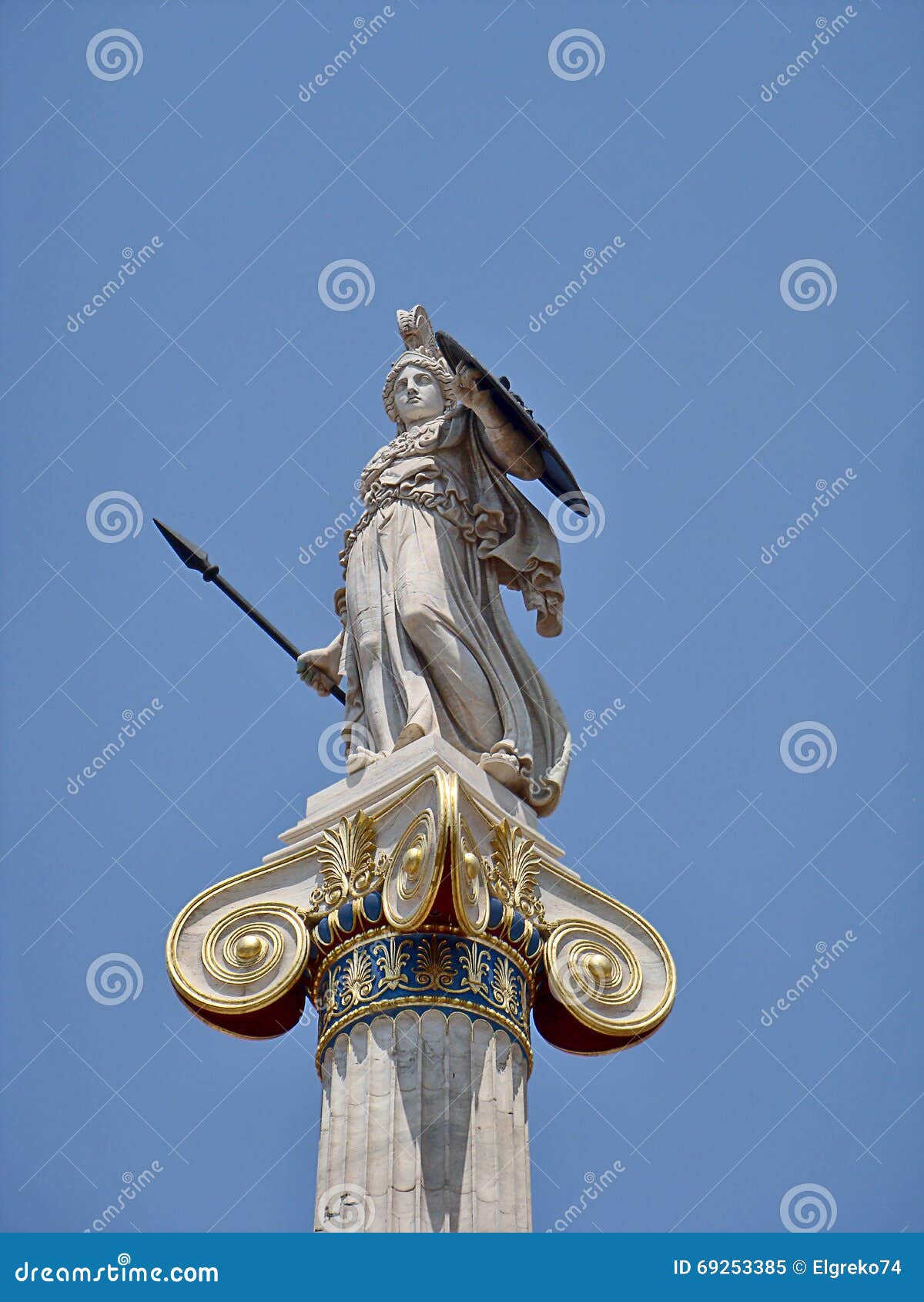 Statue of Athena the Defender Academy, Athens Stock Image - Image of ...