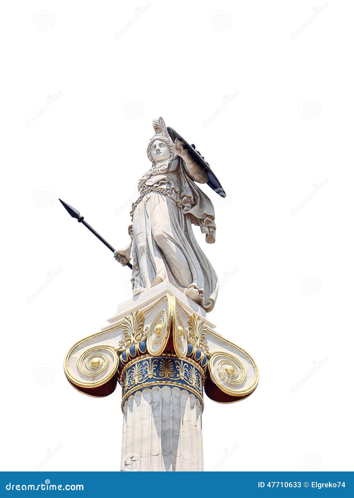 Statue of Athena the Defender Isolated Stock Image - Image of ...