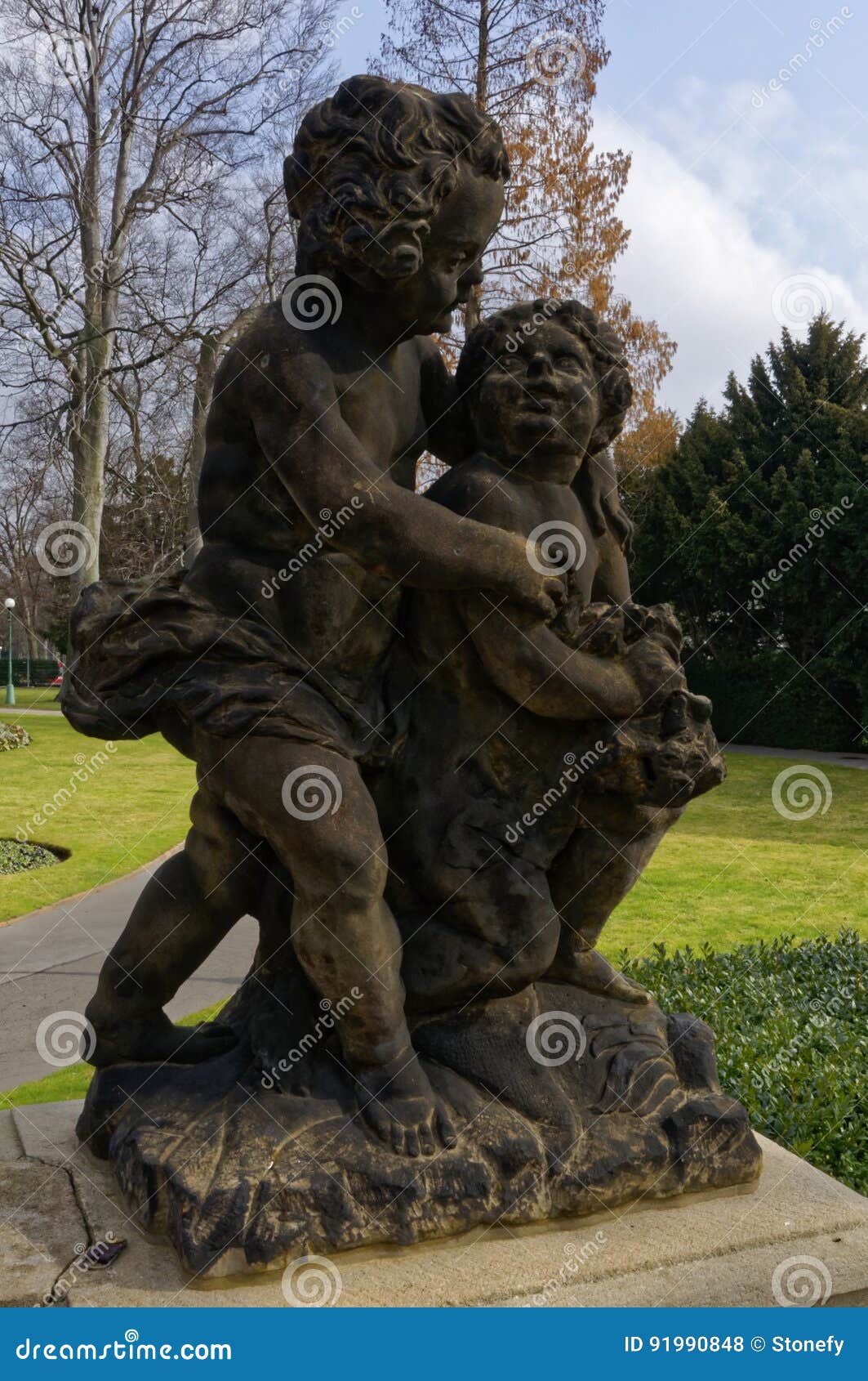 Statue of the babies stock photo. Image of blue, architecture - 91990848