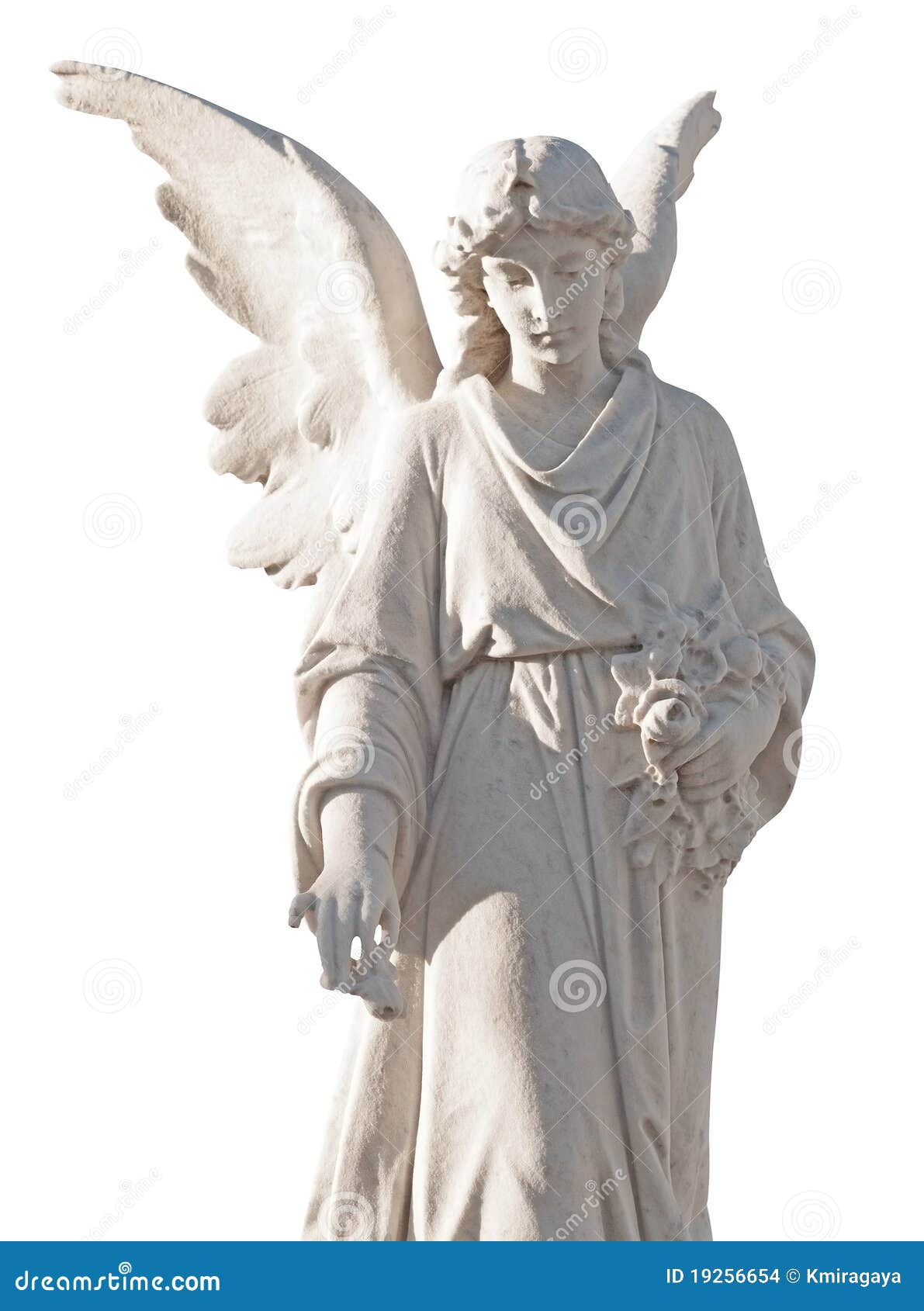 Statue of a Beautiful Angel Isolated on White Stock Photo - Image of ...