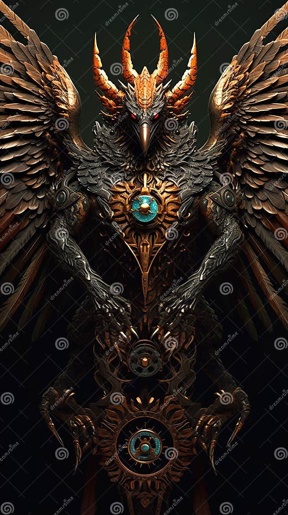 A Statue of a Bird with Wings and a Clock. Generative AI Image. Stock ...
