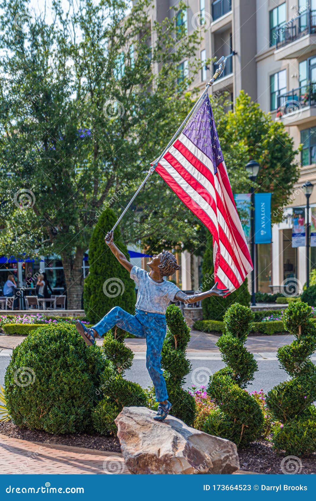 Statue of Boy with American Flag Editorial Stock Photo - Image of ...