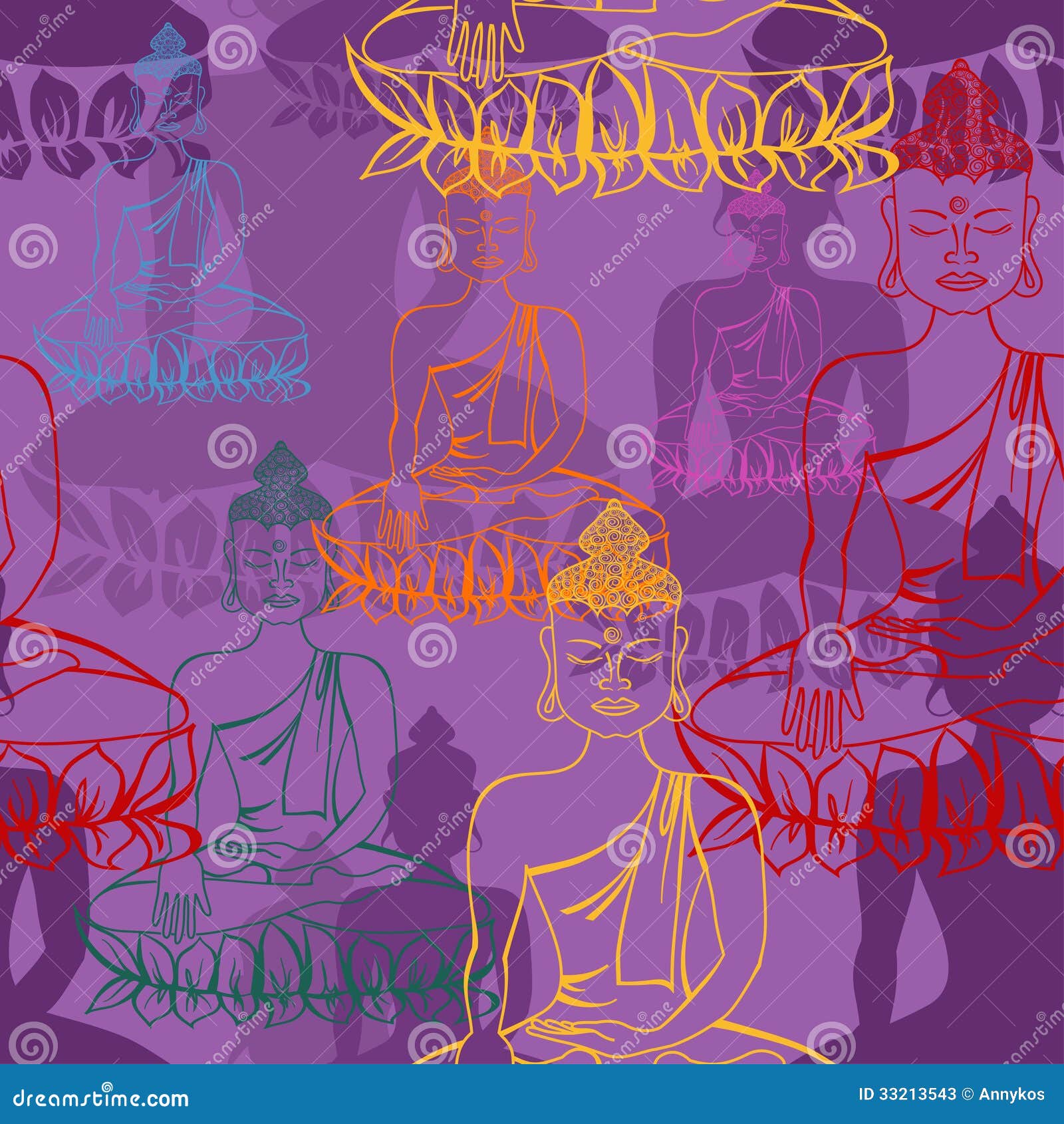 Statue of Buddha Seamless Pattern Stock Vector - Illustration of ...