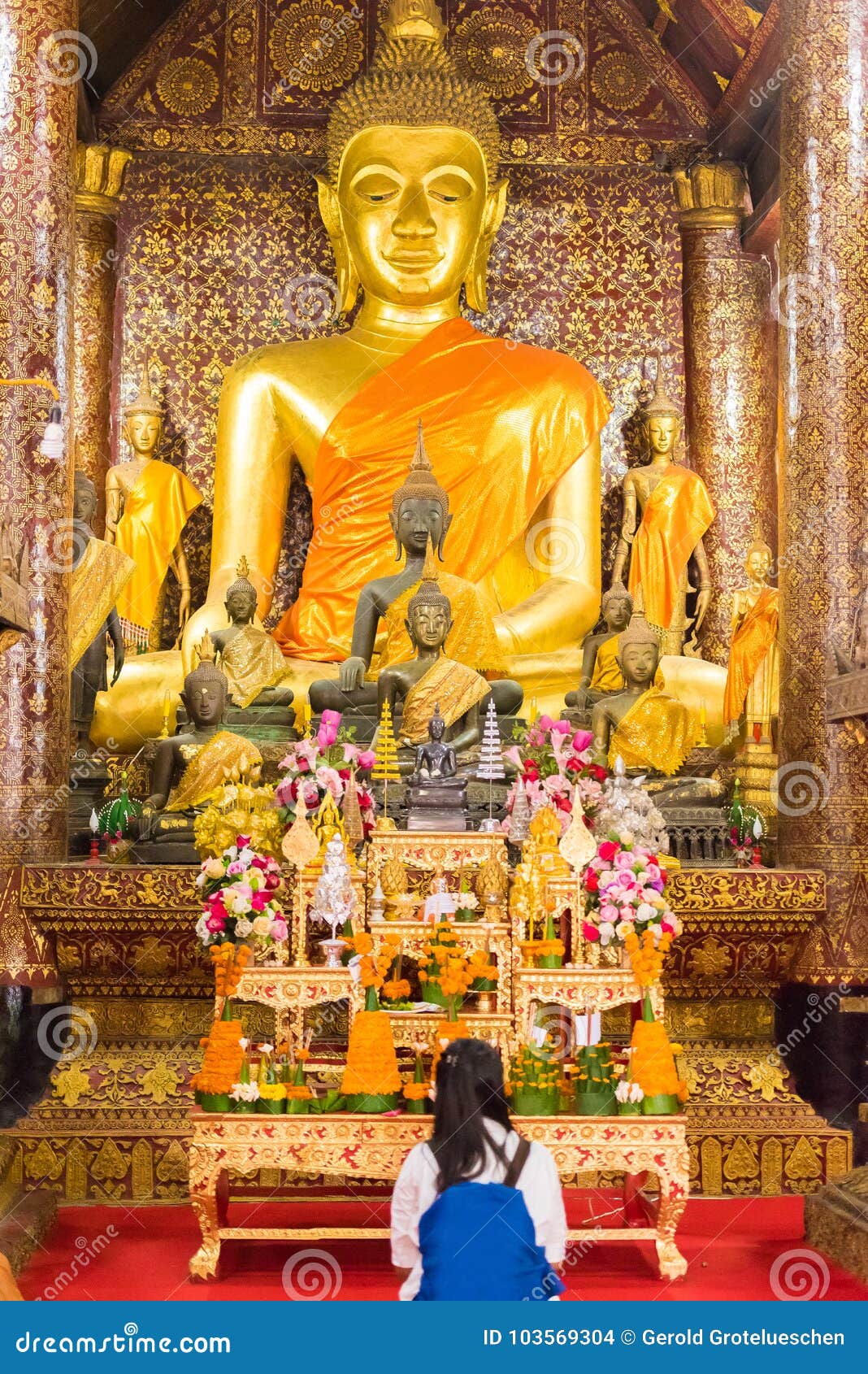Statue of a Buddhist God, Louangphabang, Laos. Close-up. Vertical ...