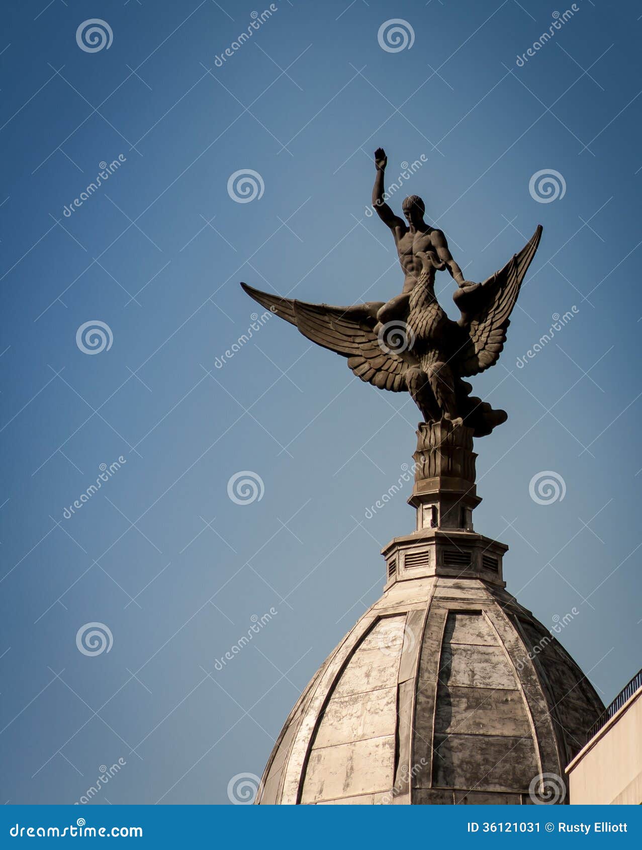 Statue on Building in Madrid Stock Image - Image of muscular ...