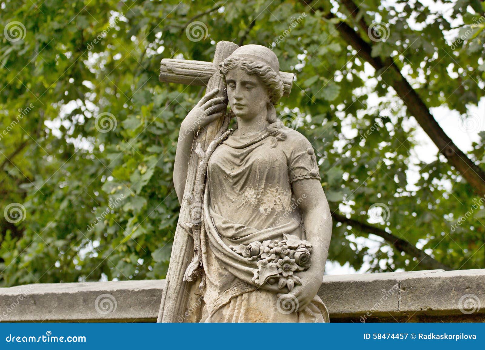 Statue at cemetery stock image. Image of believer, girl - 58474457