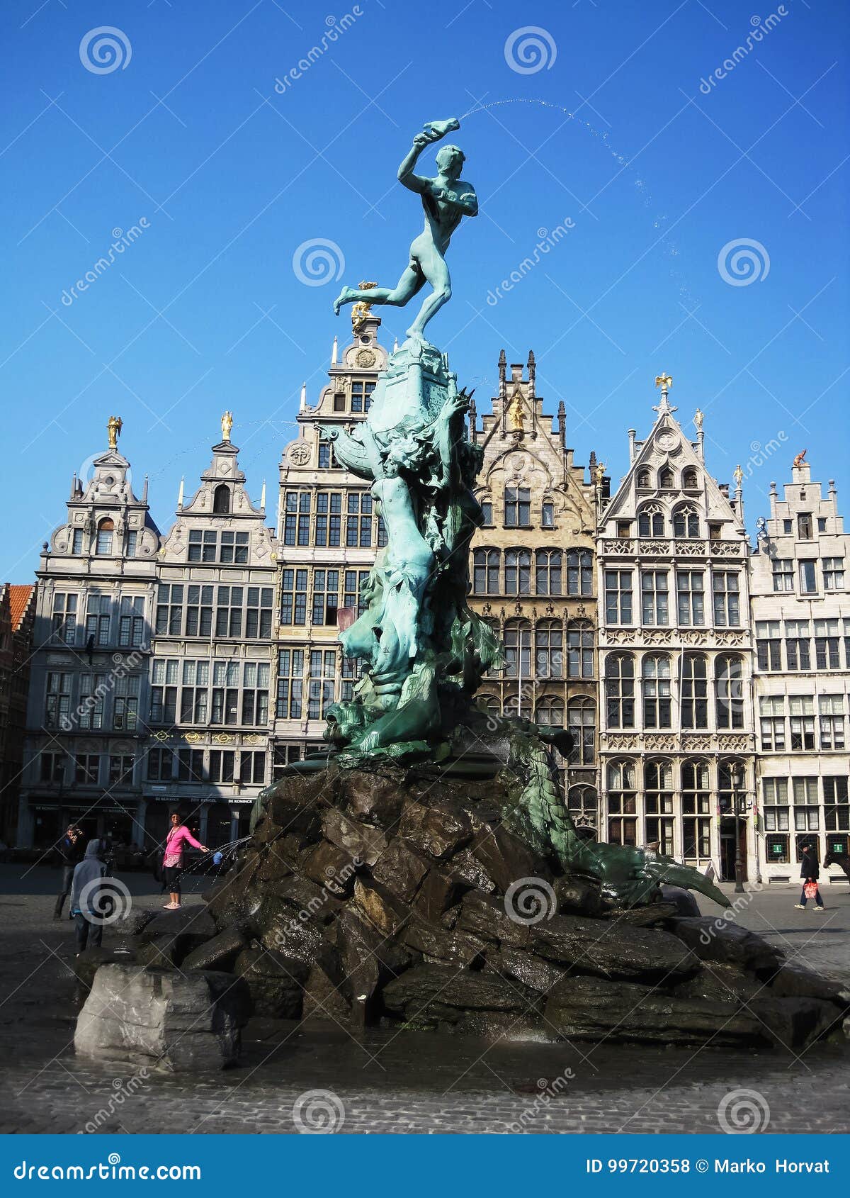 Statue in the Center of Antwerp Editorial Stock Photo - Image of gothic ...