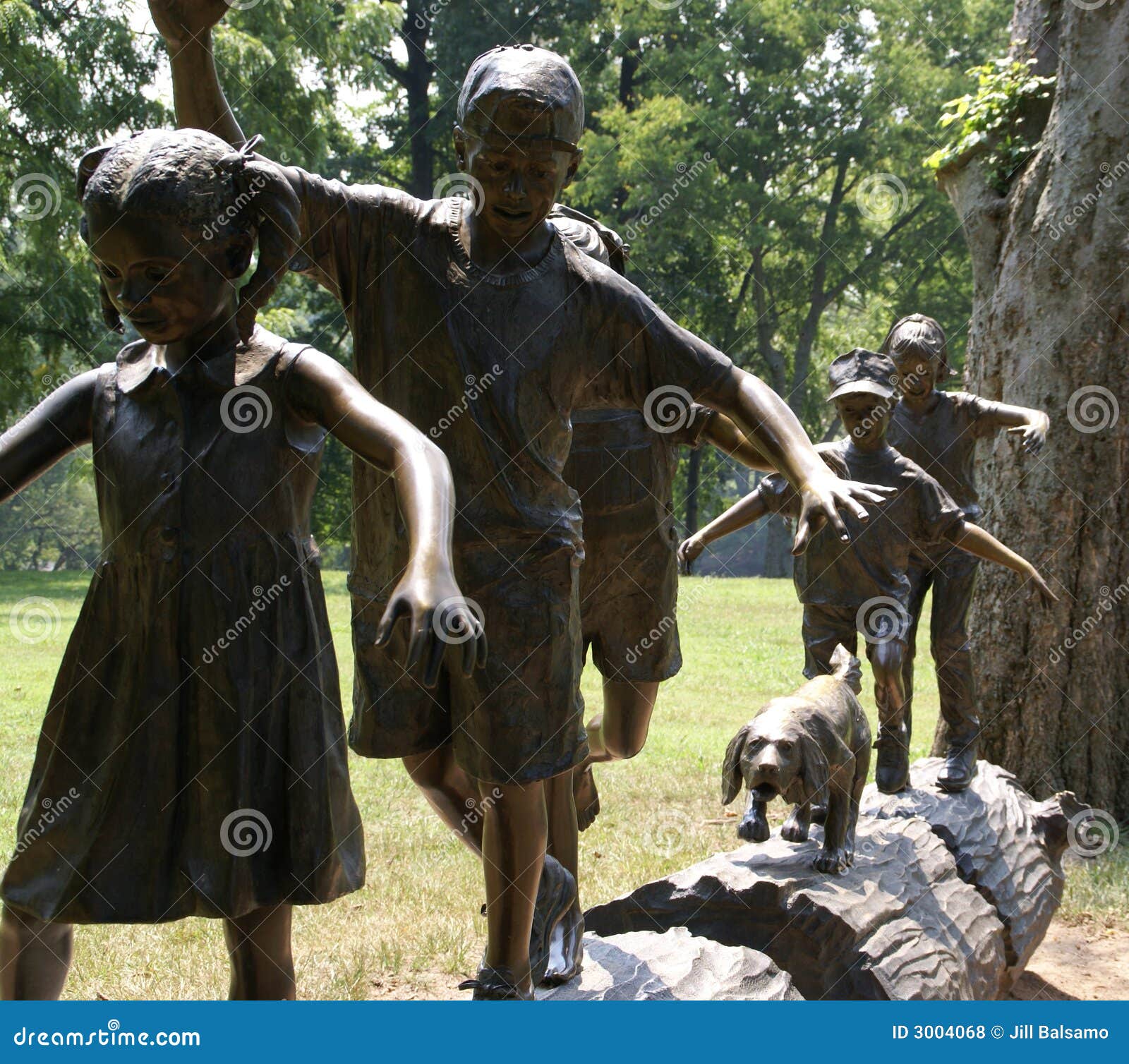 Statue Of Children On Log Picture. Image: 3004068