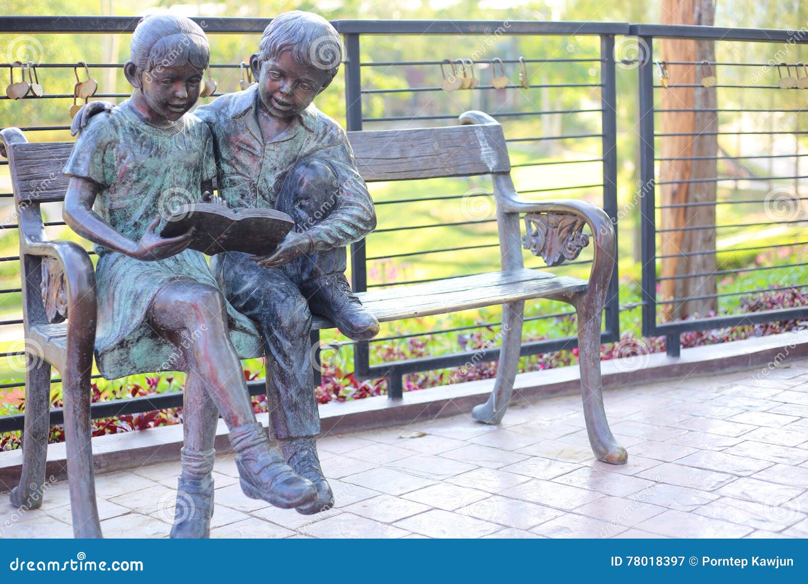 The Statue of Children Reading Stock Image - Image of thailand ...