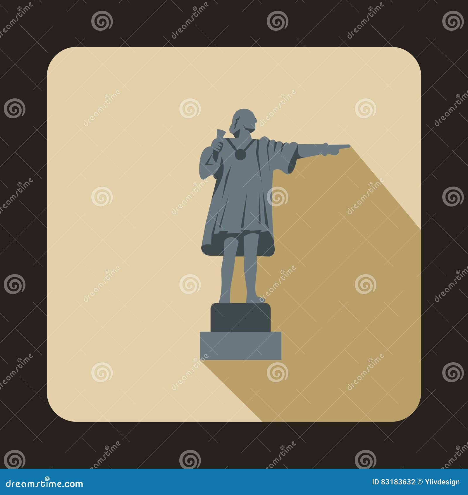 Statue of Christopher Columbus Icon, Flat Style Stock Vector ...
