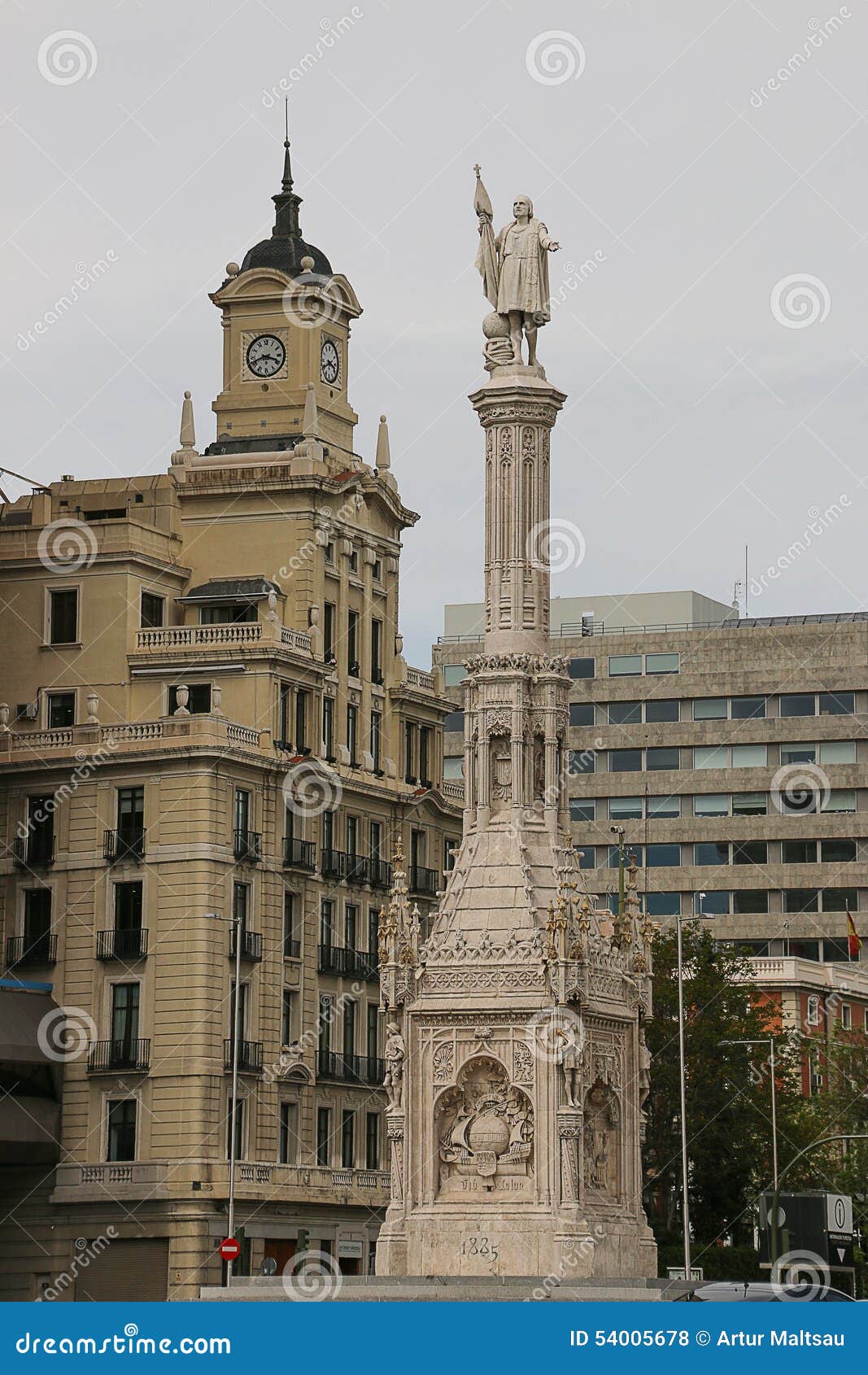 Statue of Christopher Columbus in Madrid, Spain. Stock Photo - Image of ...
