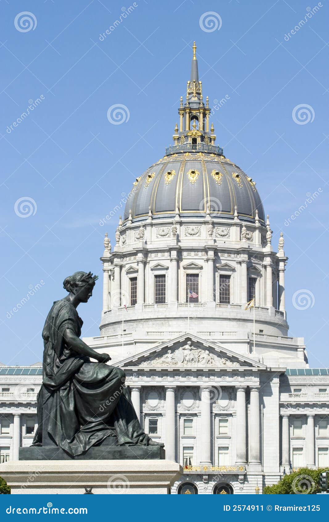 Statue with City Hall dome stock image. Image of hall - 2574911