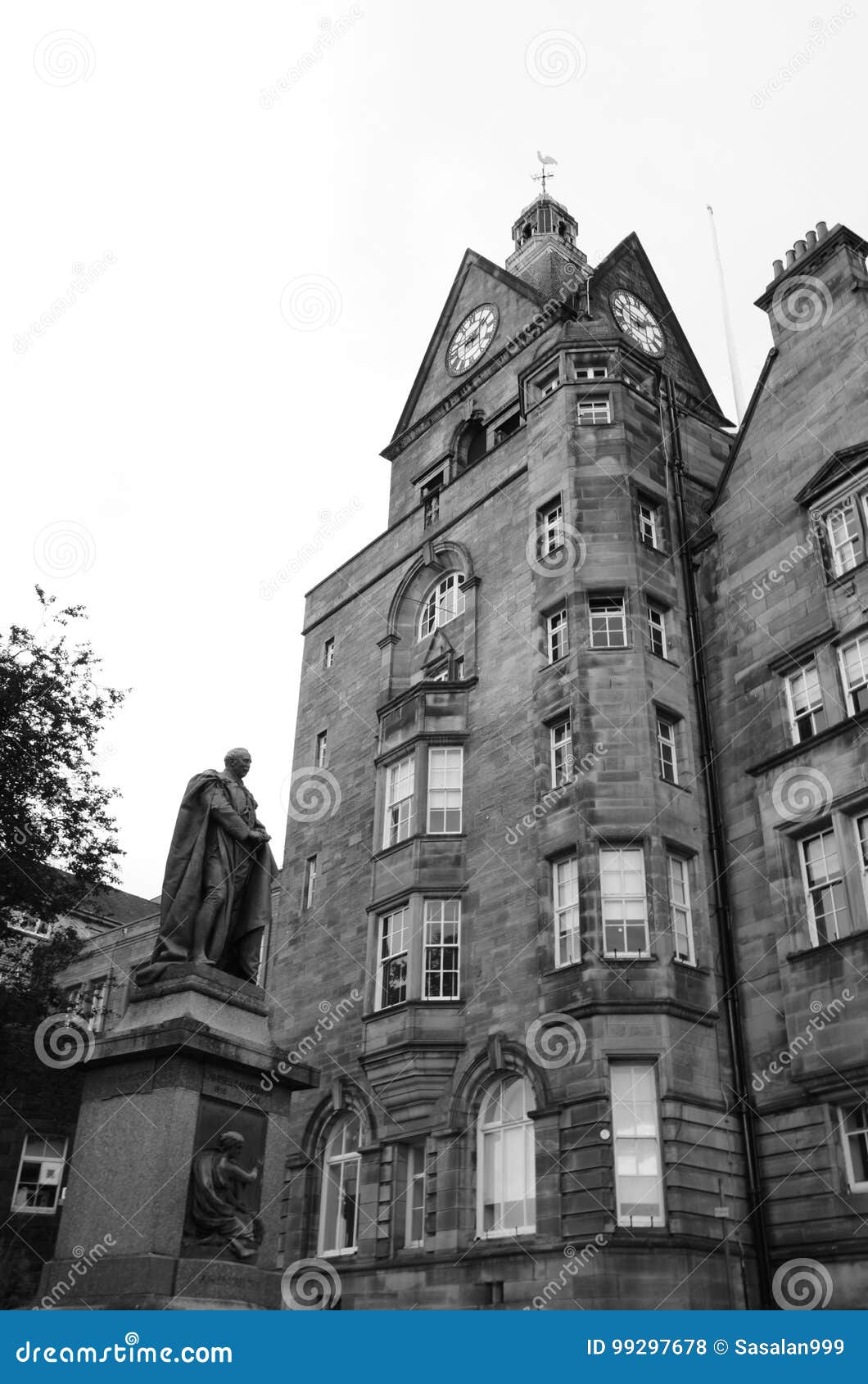 Statue and Clock Tower stock photo. Image of exterior - 99297678