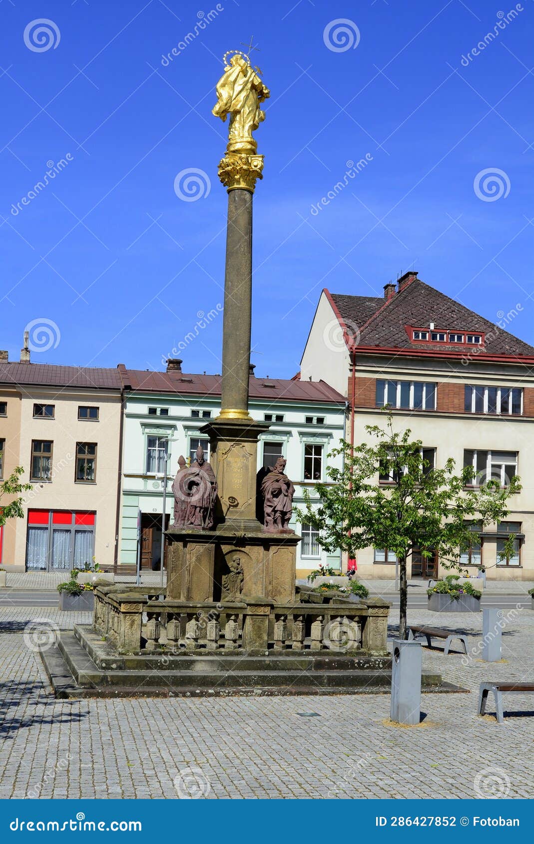 Statue of a Column on the Square in Hronov Stock Photo - Image of ...