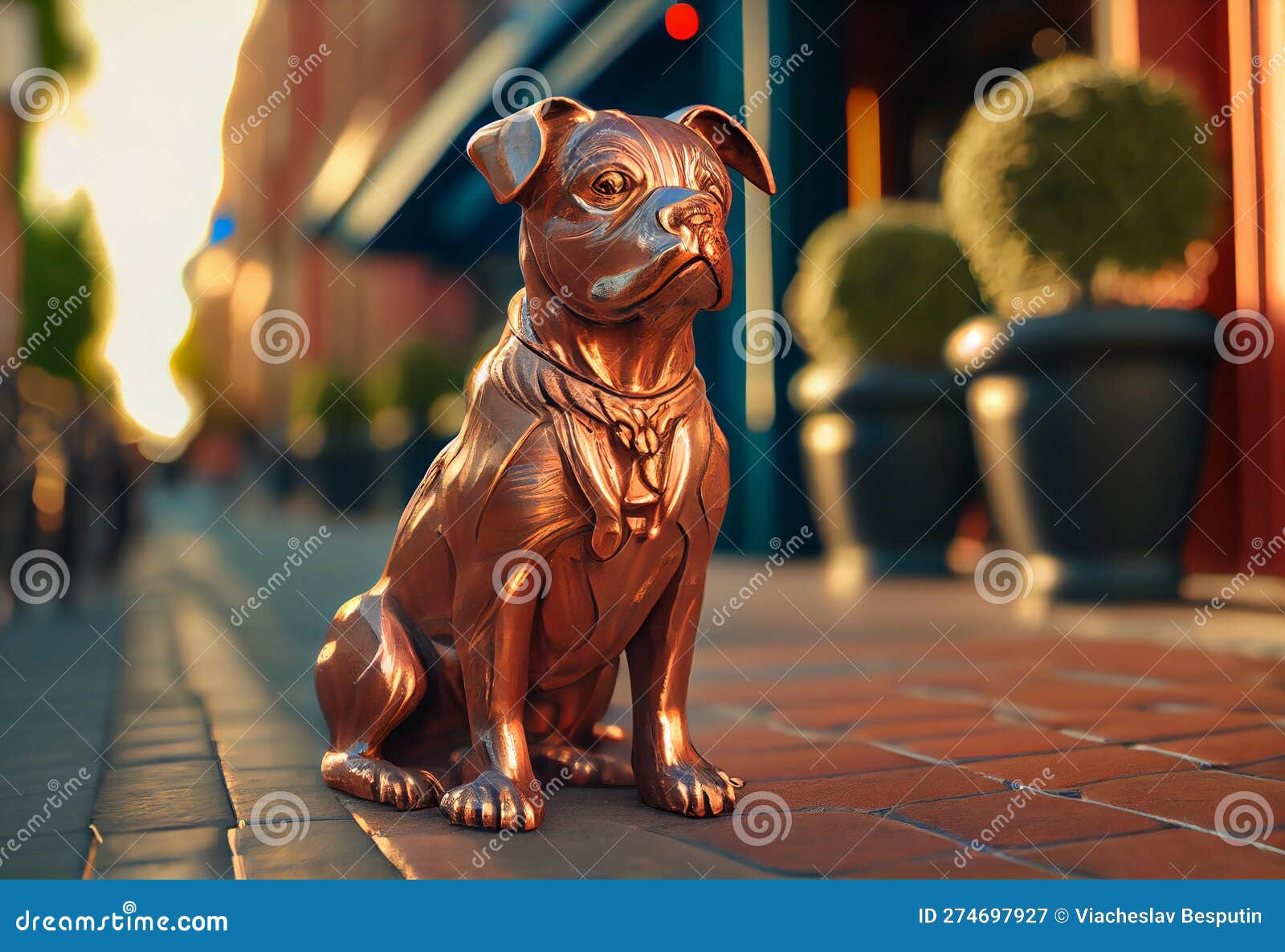 Statue of a Copper Dog on the Street. Stock Illustration - Illustration ...