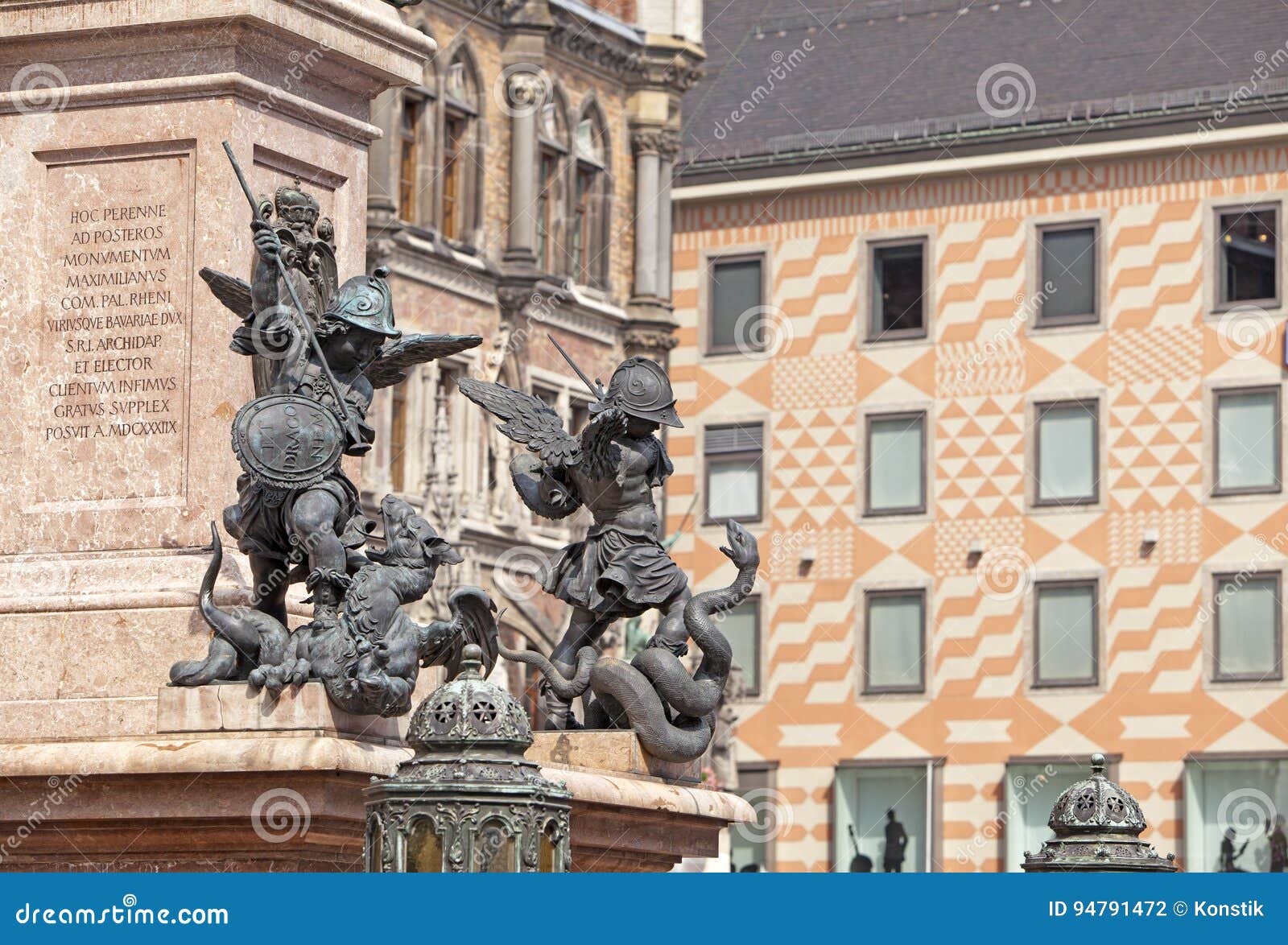 Statue at Corner of the Marian Column Pedestal on the Central Square ...