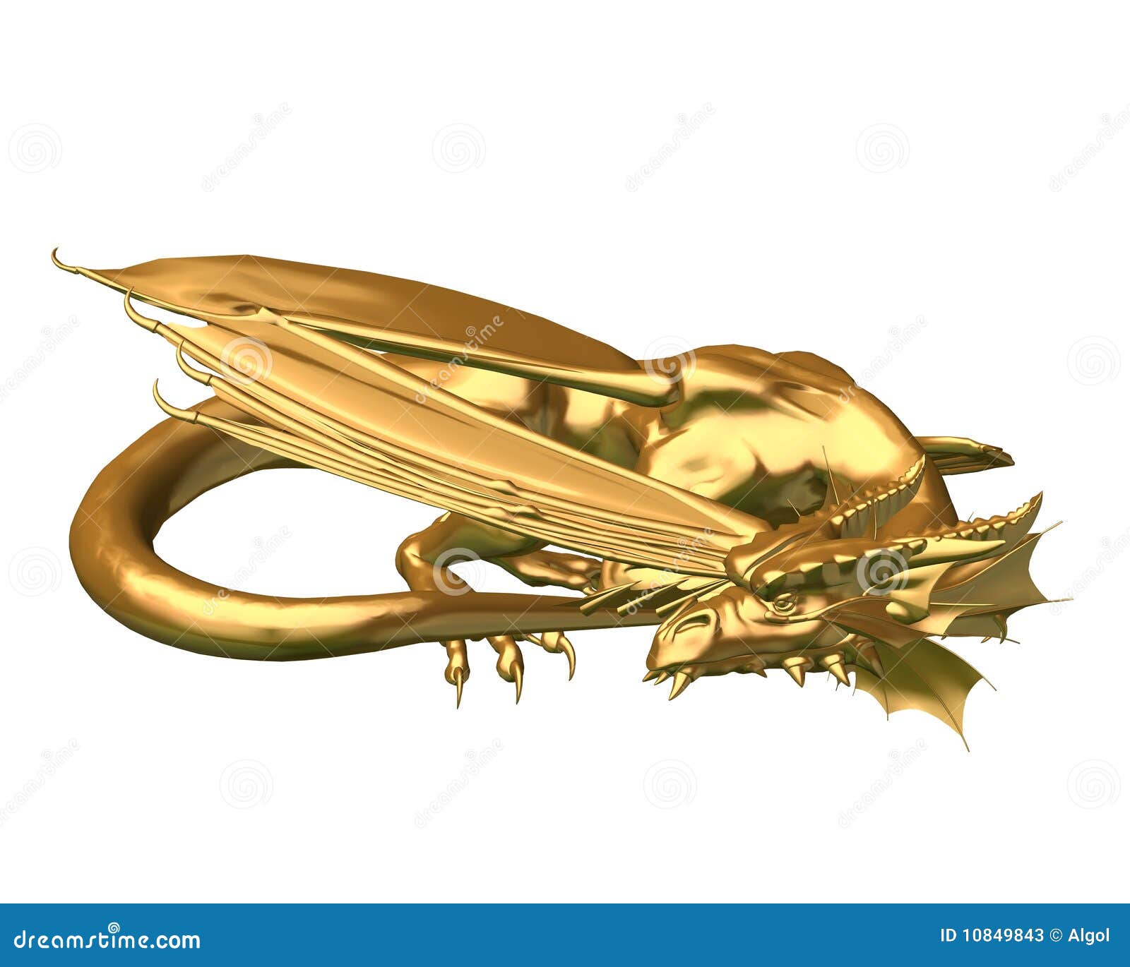 Statue D'or De Dragon - Dormant Illustration Stock - Illustration du ...