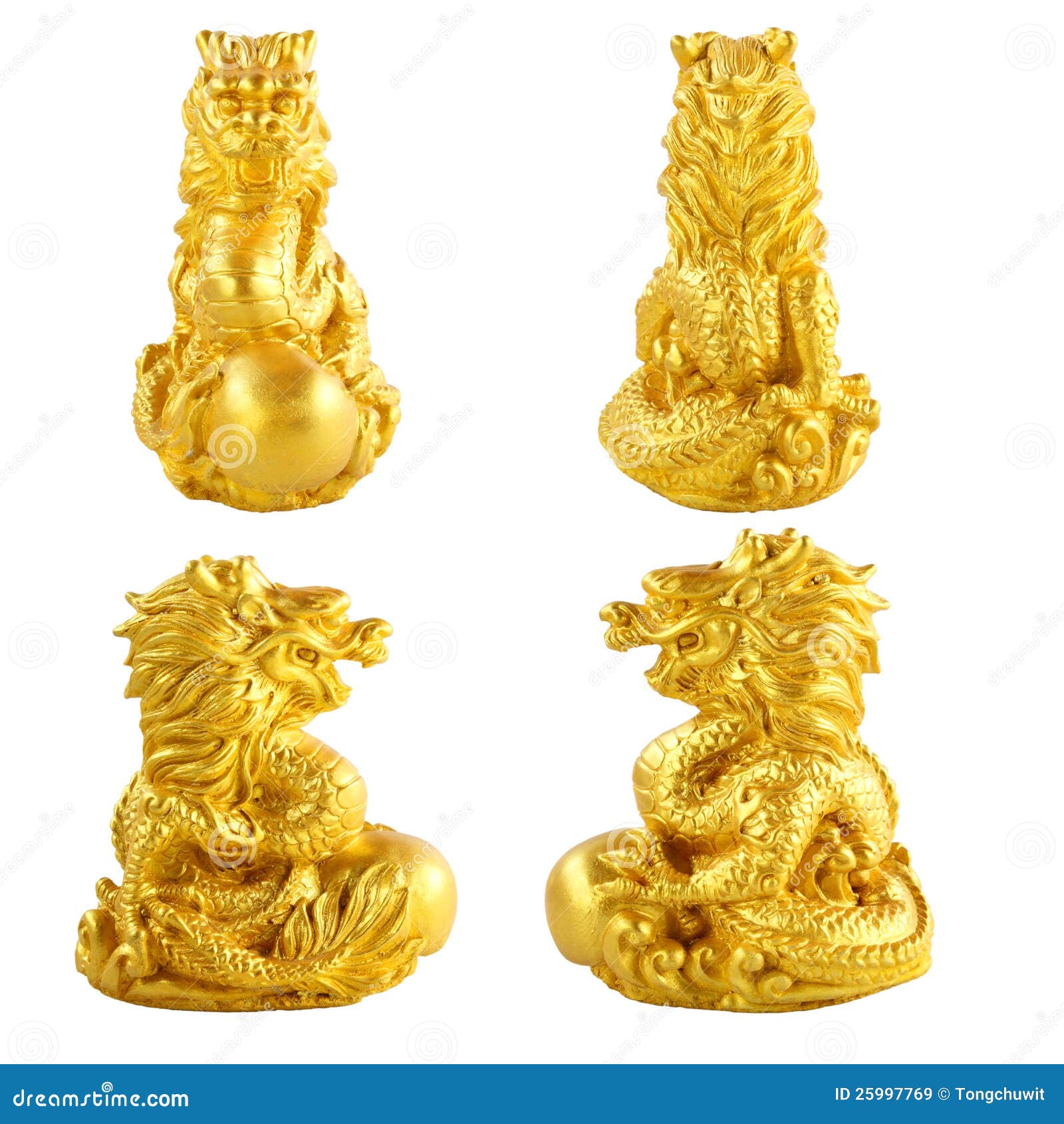 Statue d'or de gragon image stock. Image du antique, oriental - 25997769
