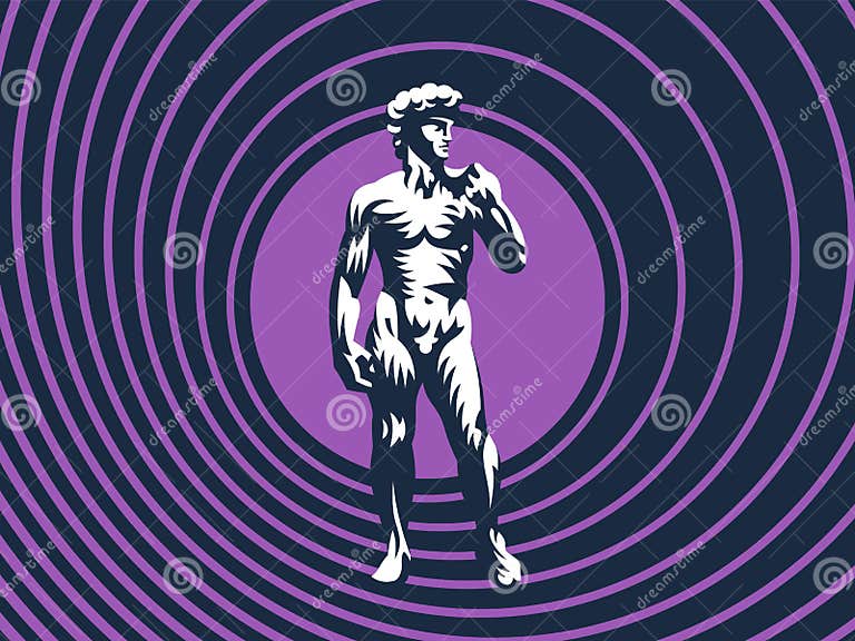 Statue of David or Apollo. stock vector. Illustration of ancient ...