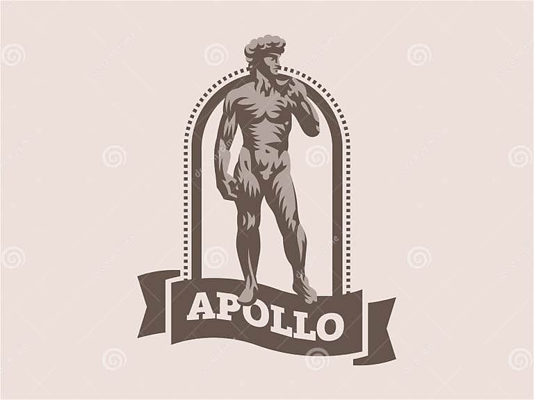 Statue of David or Apollo. stock vector. Illustration of marble - 124686350