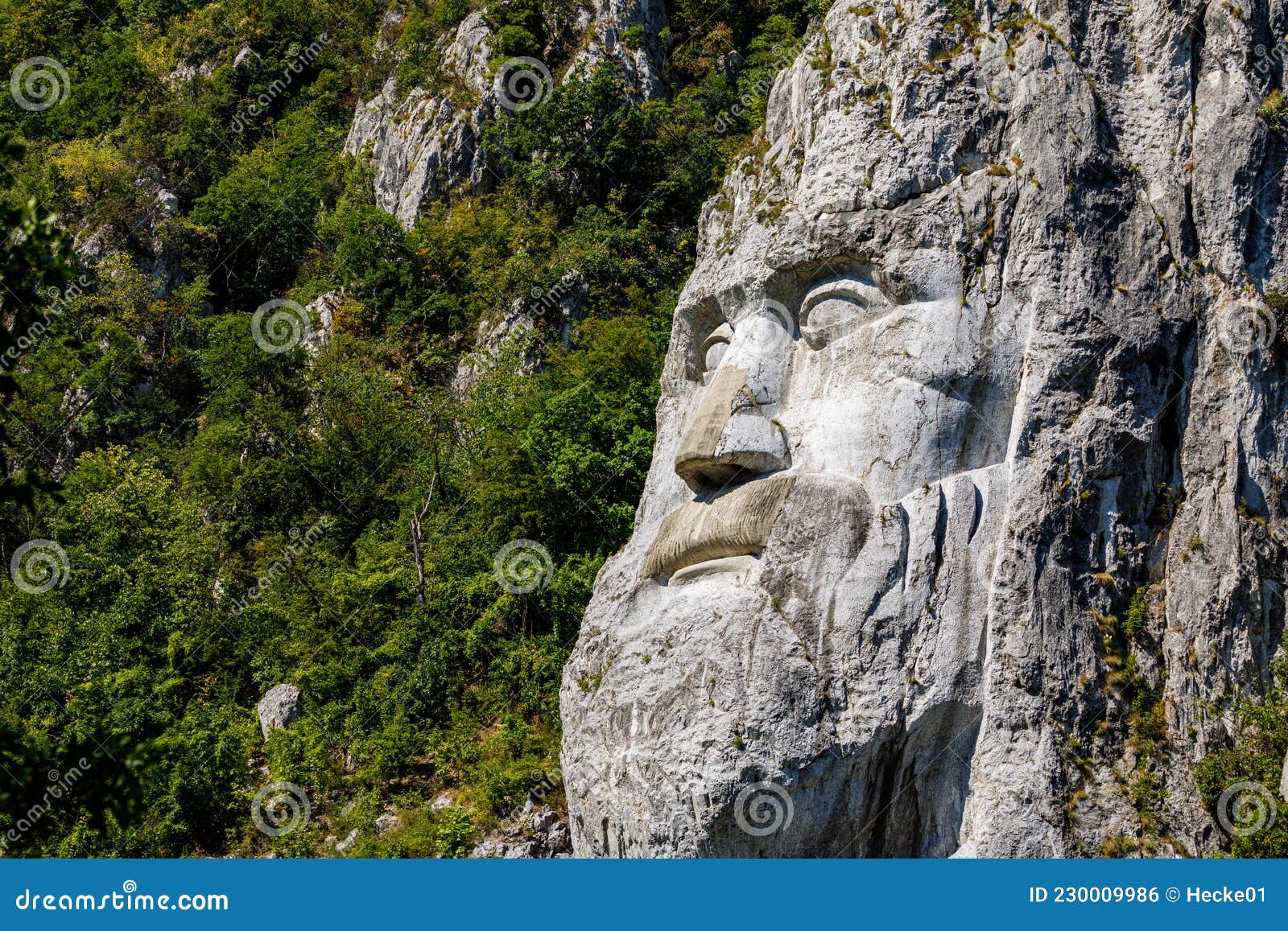 Statue of Decebal Rex at the Danube River in Romania Stock Photo ...