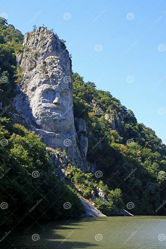 Statue of Decebalus stock photo. Image of water, orsova - 15826404