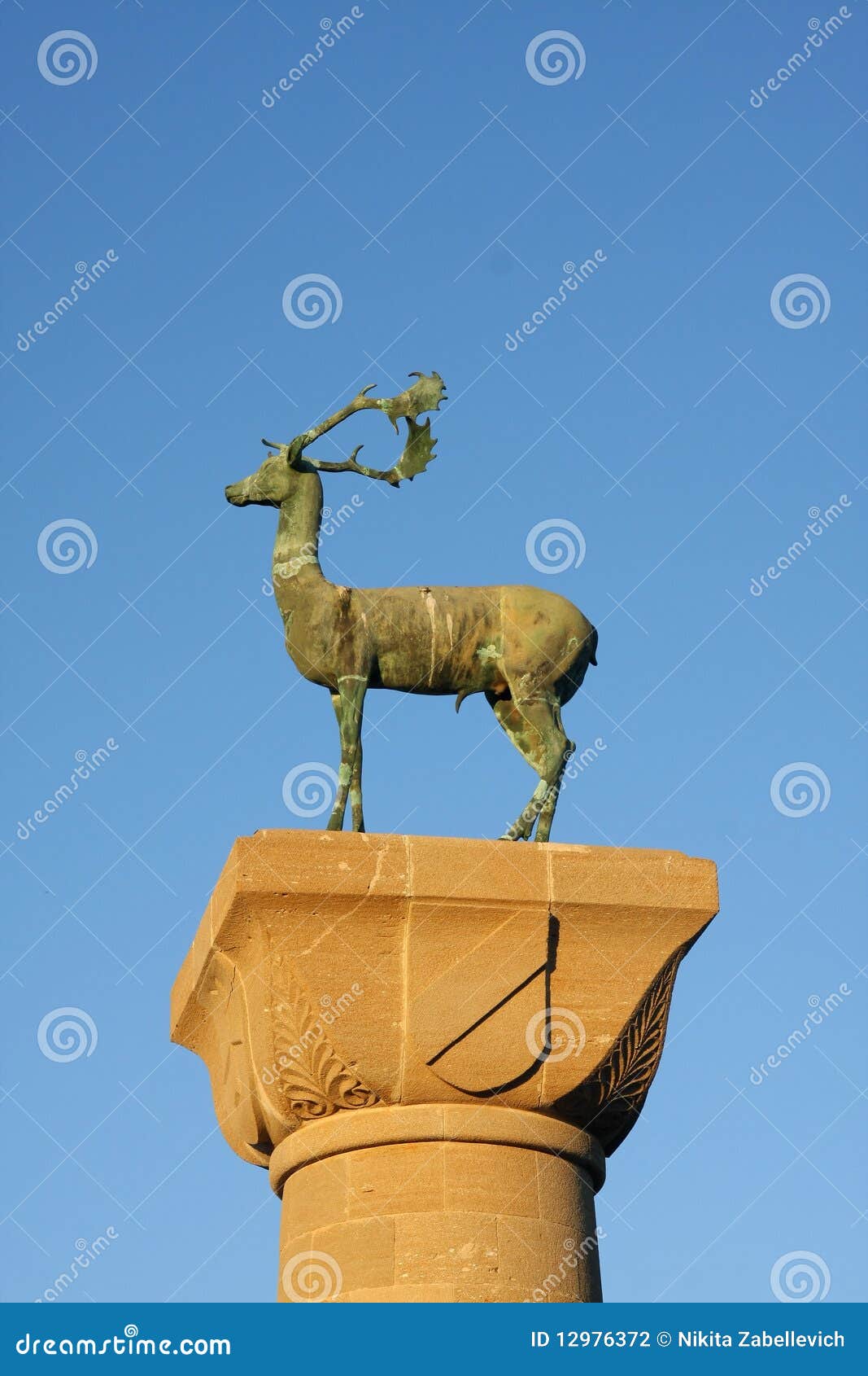 Statue of Deer - Symbol of Rhodes Stock Photo - Image of male, harbour ...