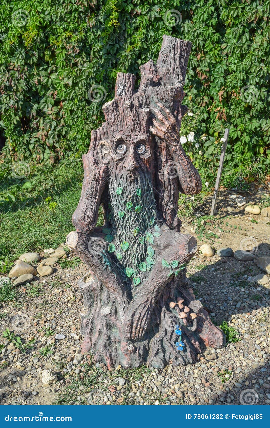 Statue of Demon in the Form of Forest Wooden Creatures Stock Photo ...