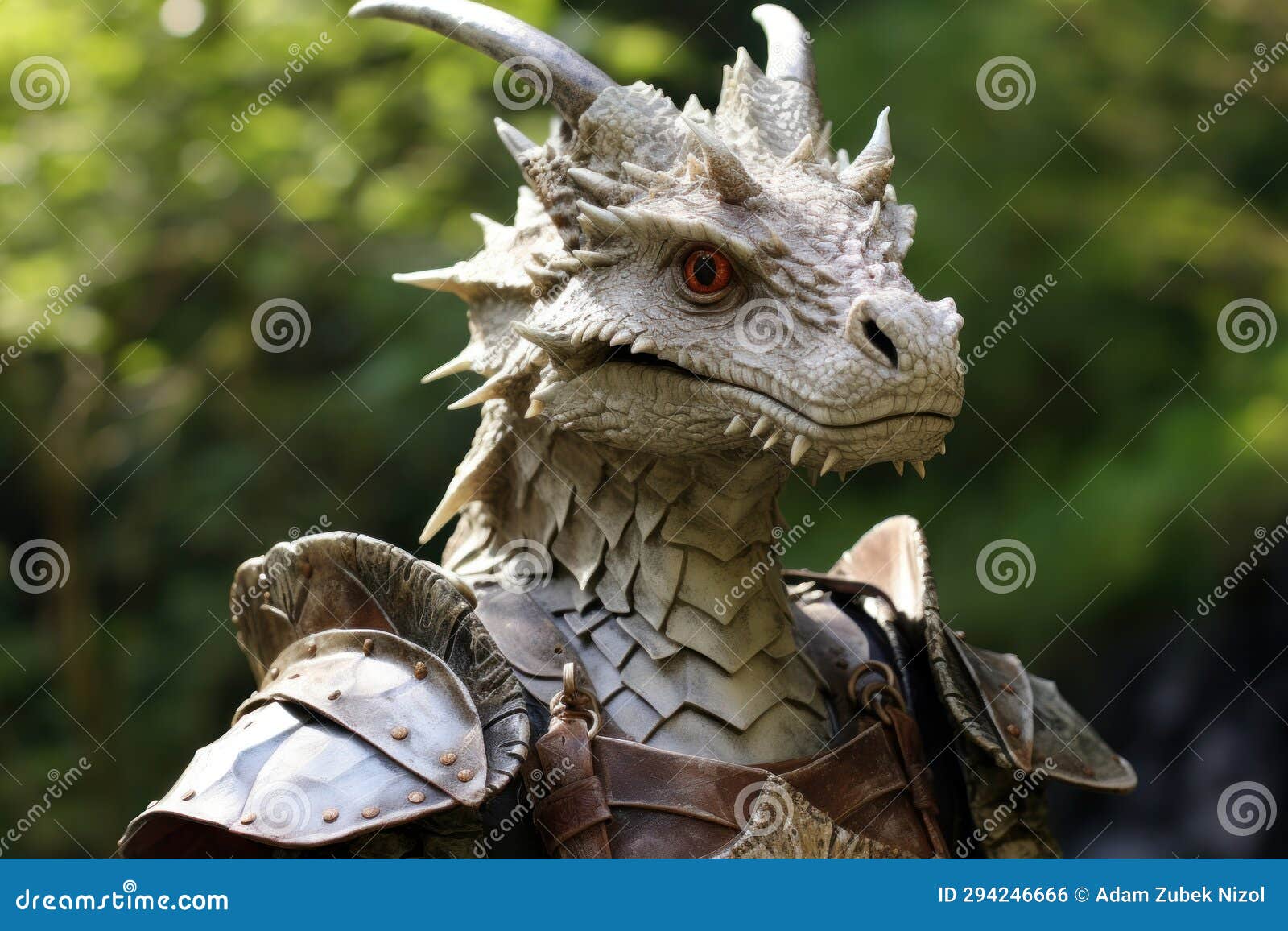 A Statue of a Dragon in Armor Stock Illustration - Illustration of ...