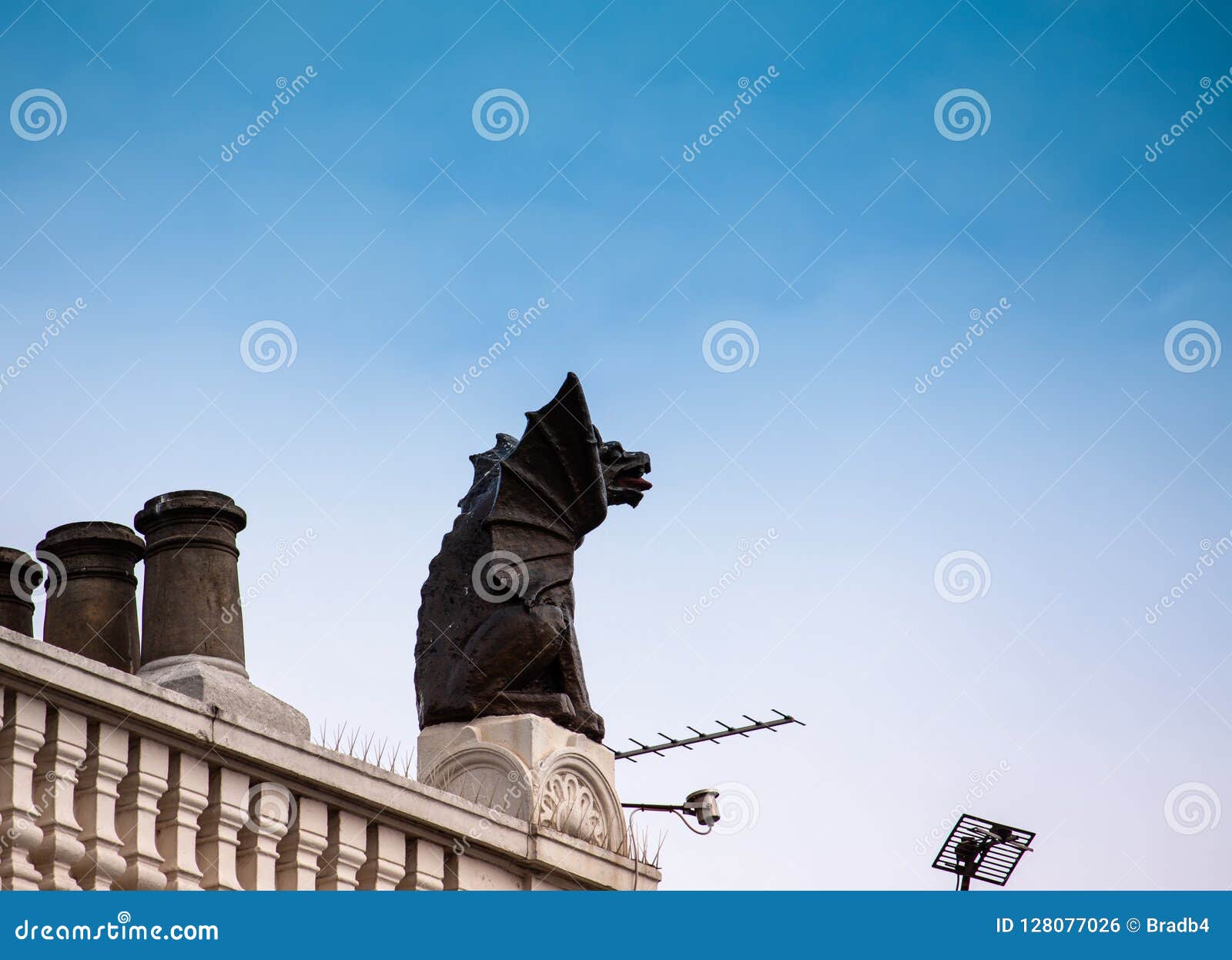 The Statue of a Dragon on a Rooftop Stock Photo - Image of rooftop ...