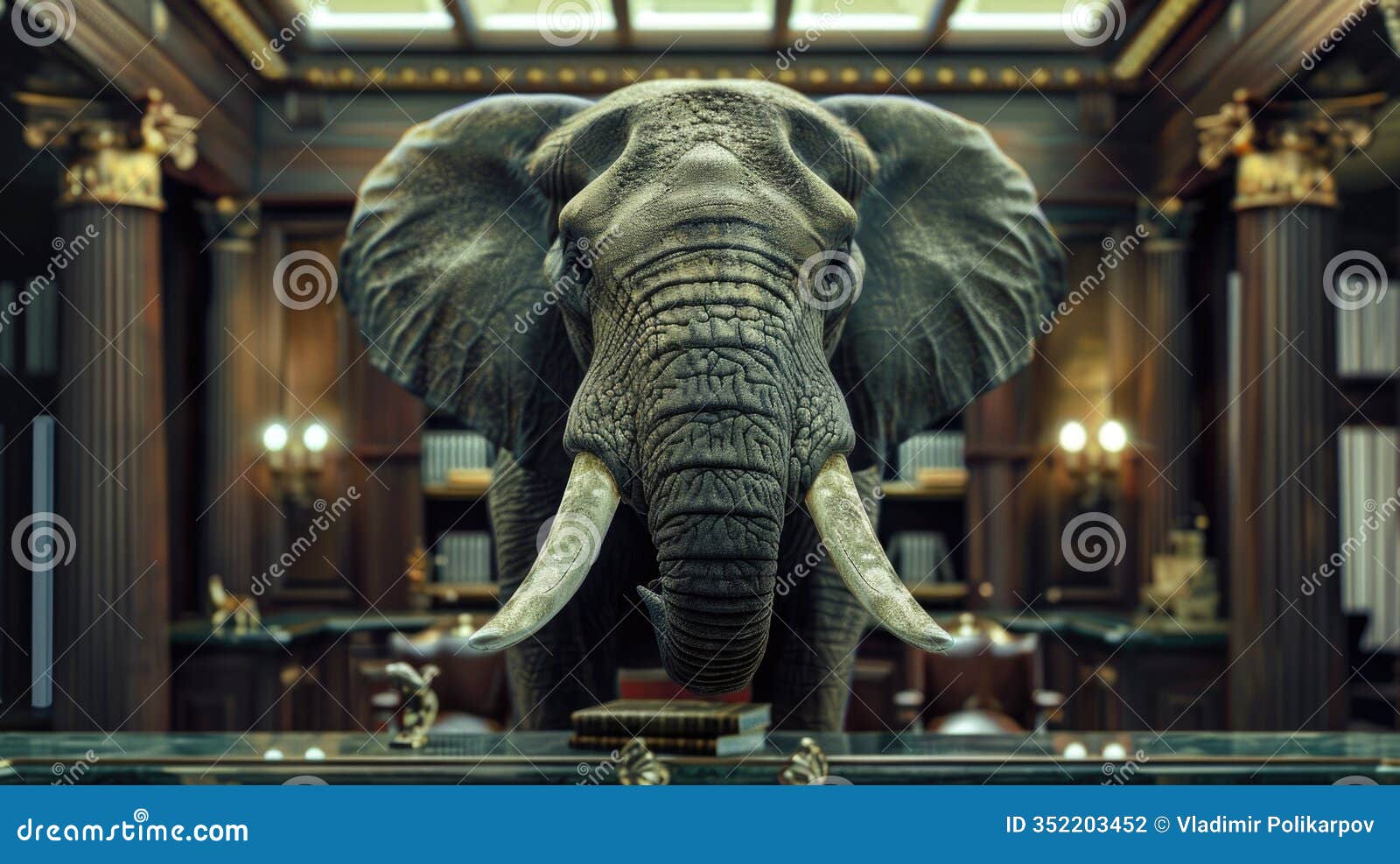A Statue of an Elephant in a Lobby, Suitable for Interior Design Projects Stock Photo - Image of ...
