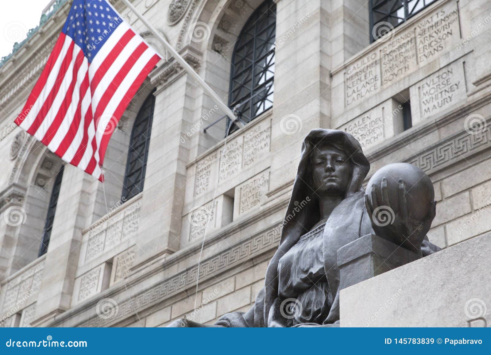 Statue at the Entrance of Boston Public Library Editorial Stock Image ...