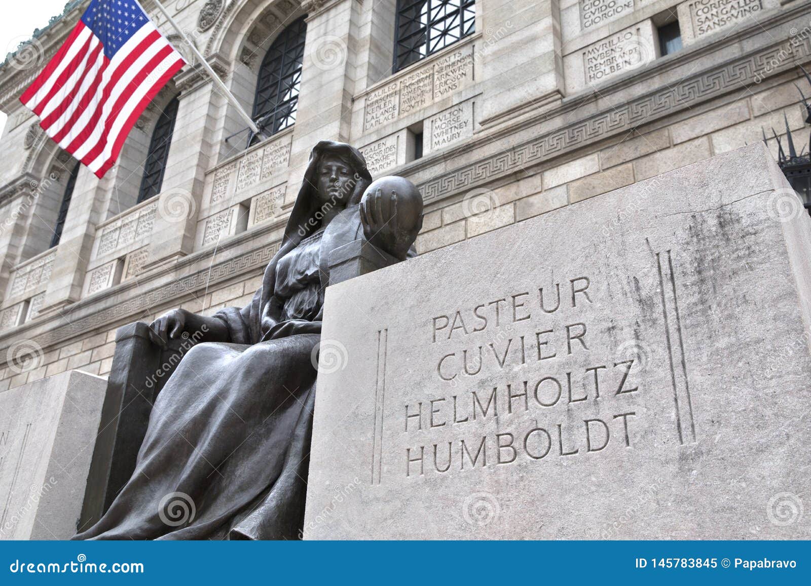 Statue at the Entrance of Boston Public Library Editorial Image - Image ...