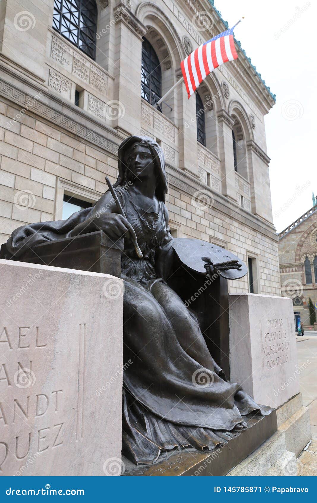 Statue at the Entrance of Boston Public Library Editorial Photo - Image ...