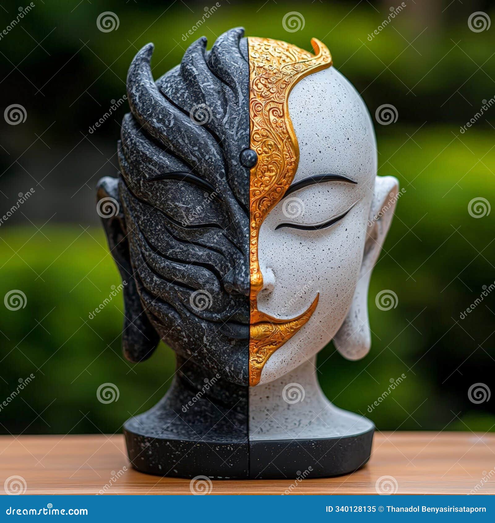 A Statue Featuring a Half Buddha, Half Demon Face, Symbolizing the ...