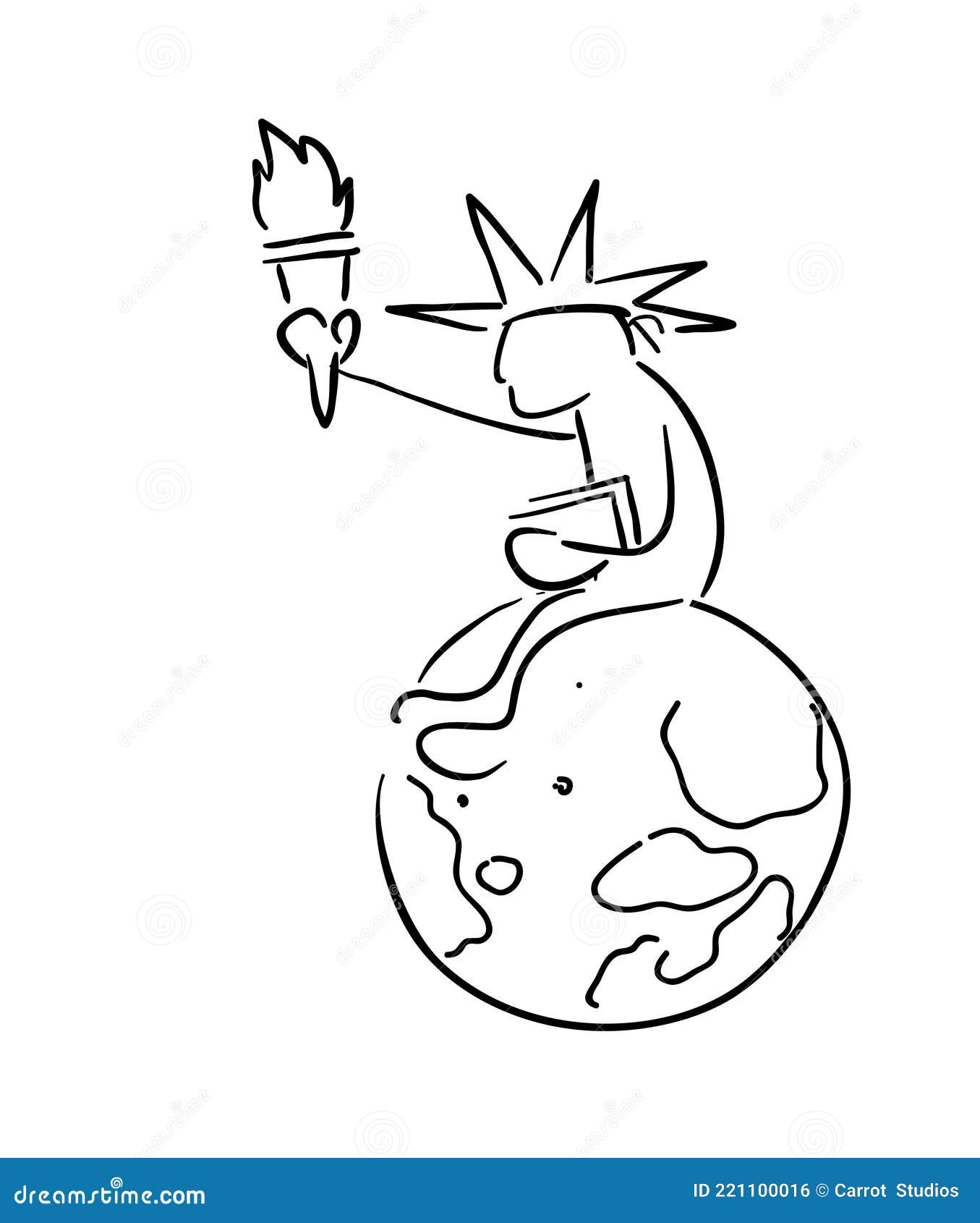 Statue of Finding Freedom Cartoon Stock Vector - Illustration of hand ...